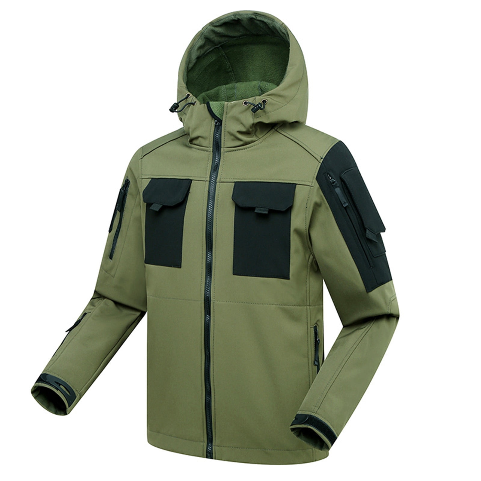Blczomt Mens Jacket Winter Windbreaker Full Zip Green Rain Jacket Color Block Men’S Winter Coat ...