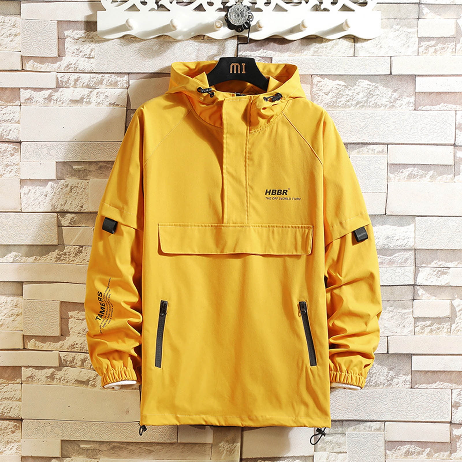 Blczomt Mens Jacket Zip Up Windbreaker Yellow Jacket Casual Lightweight ...