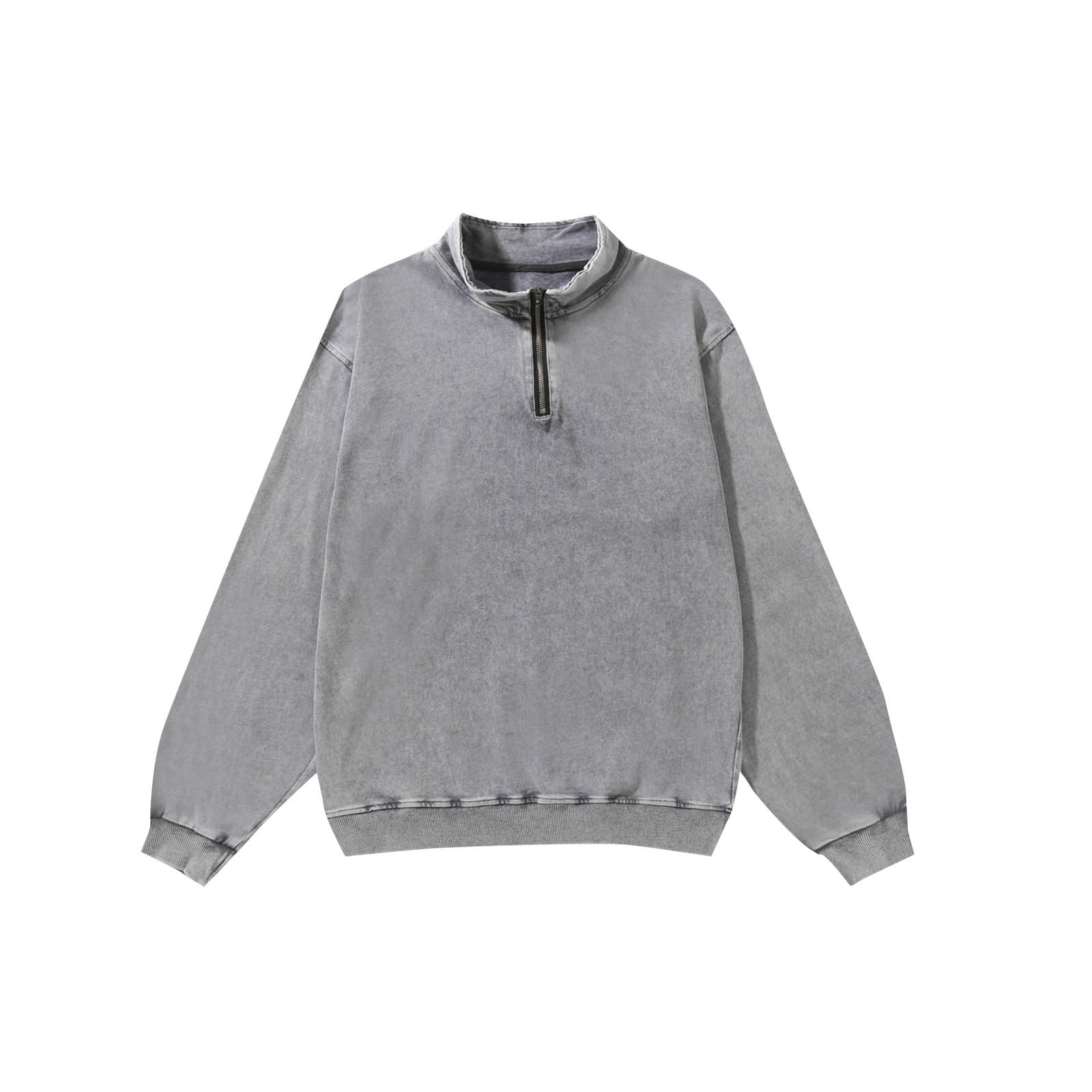 Blczomt Mens Sweatshirt Cotton Half Zip Plain Sweatshirt Casual Gray ...