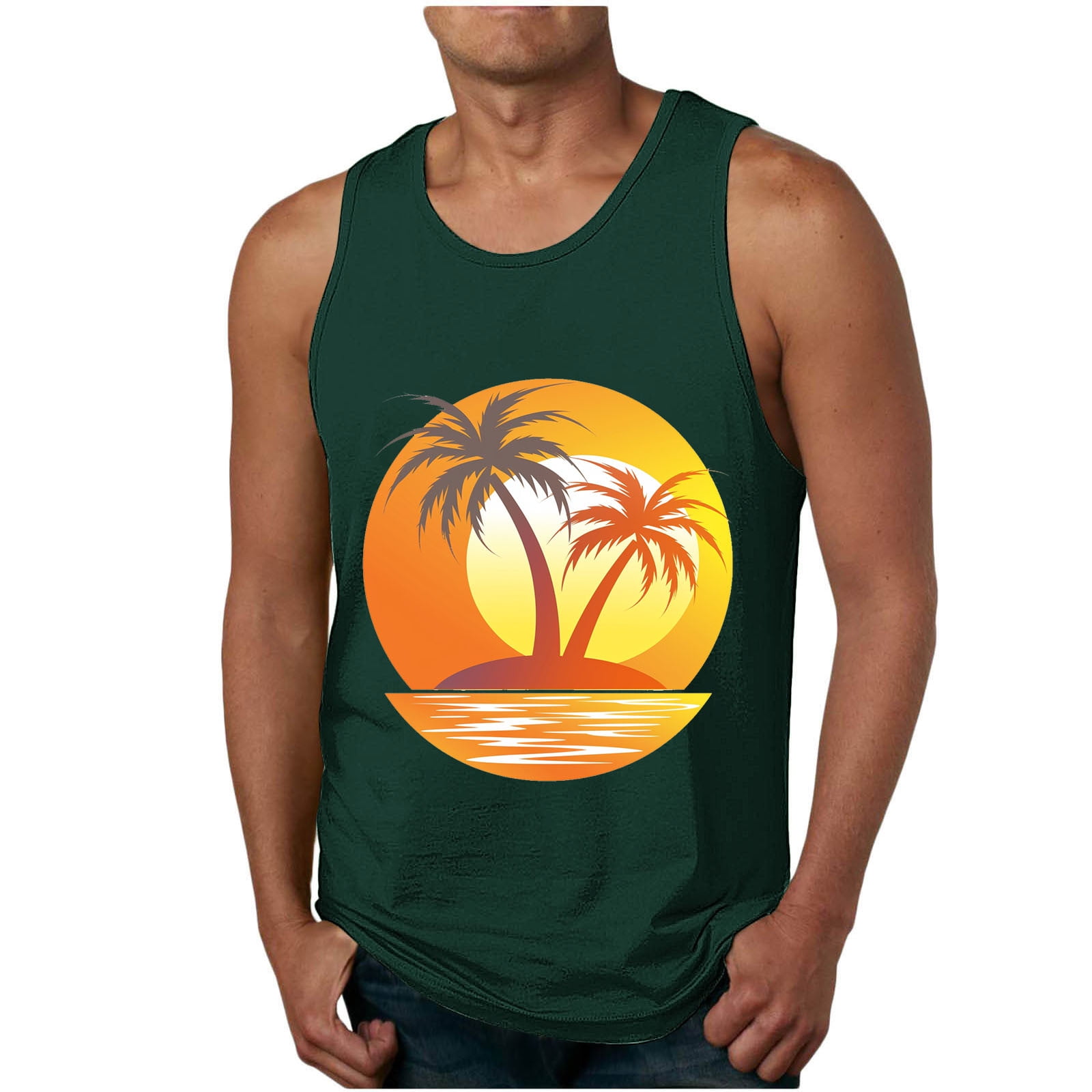 Blczomt Mens Tanks for Summer Gym Sleeveless Tees Graphic Green Muscle ...