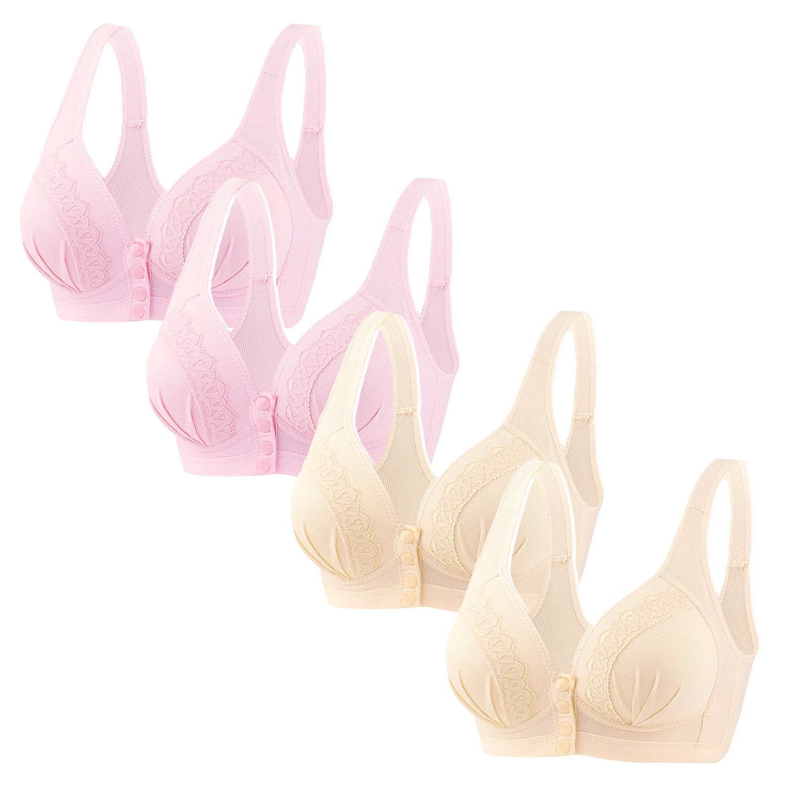 Blczomt No Wire Plus Size Bra Front Closure Full Coverage Comfort ...