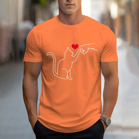 Blczomt Orange Mens Short Sleeve Shirts Graphic Soft Summer Shirt Big ...