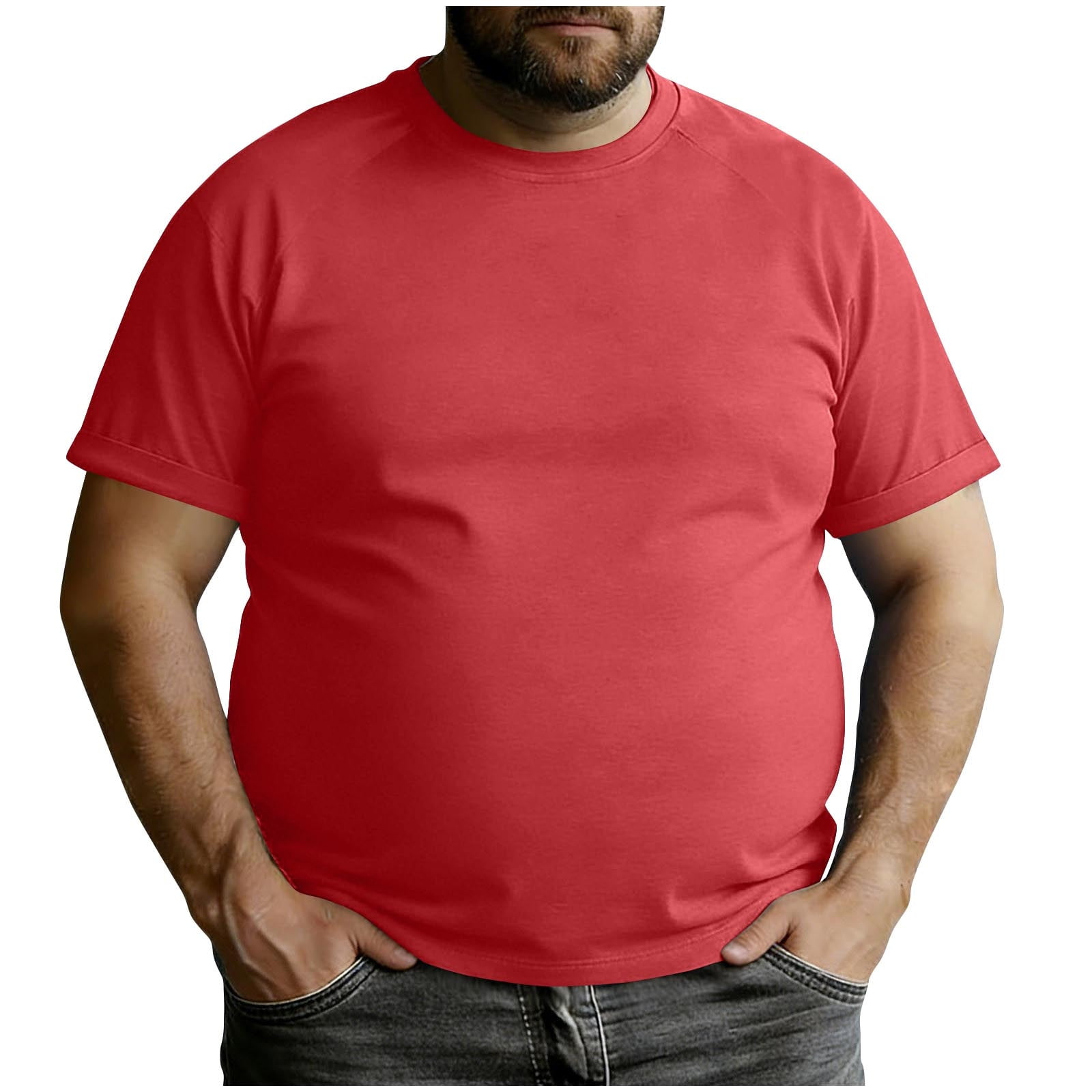 Blczomt Plain Big and Tall Shirts for Men Red Soft Shirts Crew Neck ...