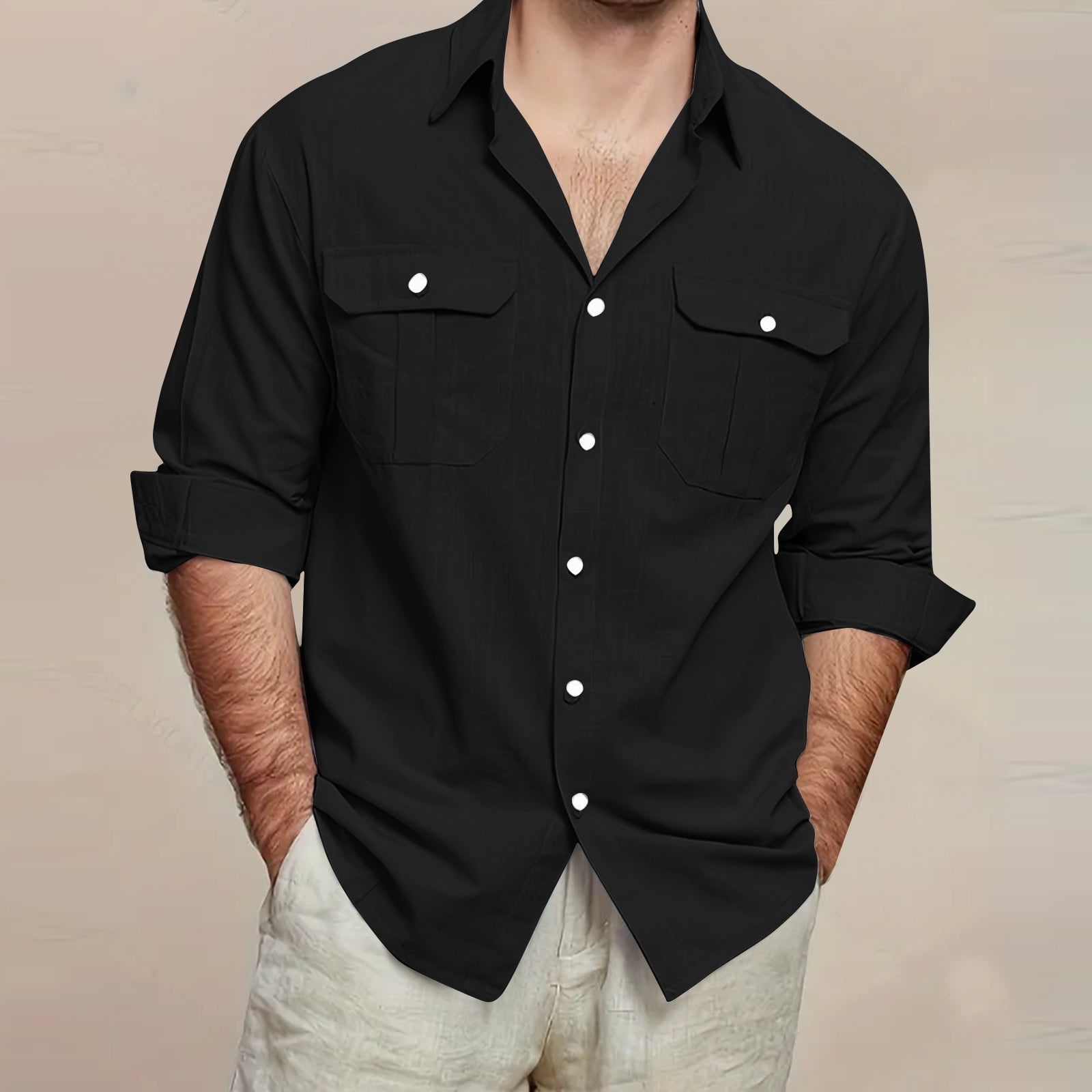 Blczomt Plain Button Up Short Sleeve Shirts for Men Button Down Summer ...