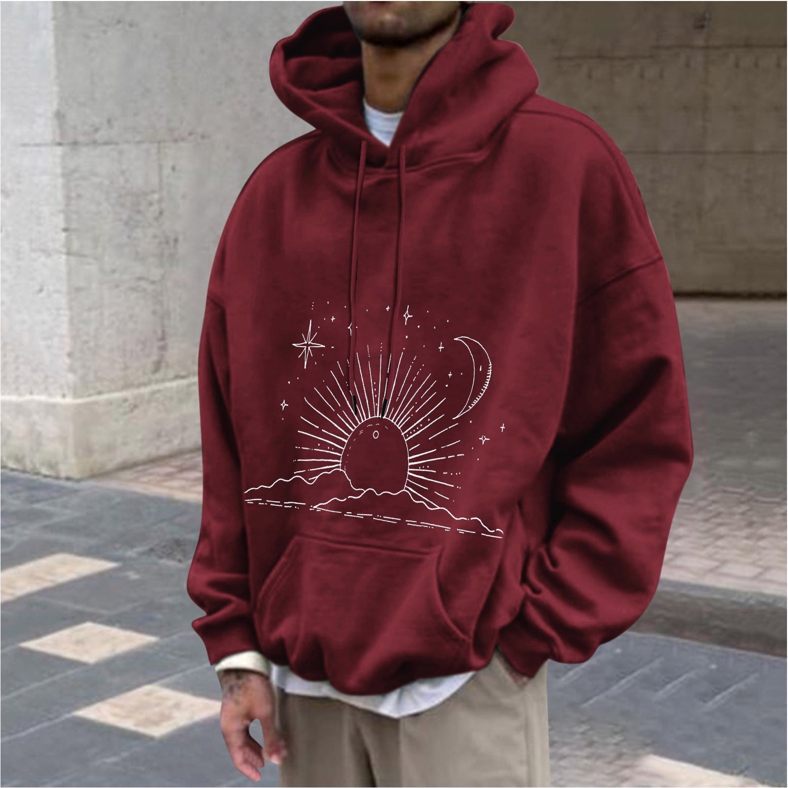 Blczomt Plain Sweatshirts for Men Big and Tall Pullover Hoodies Red ...