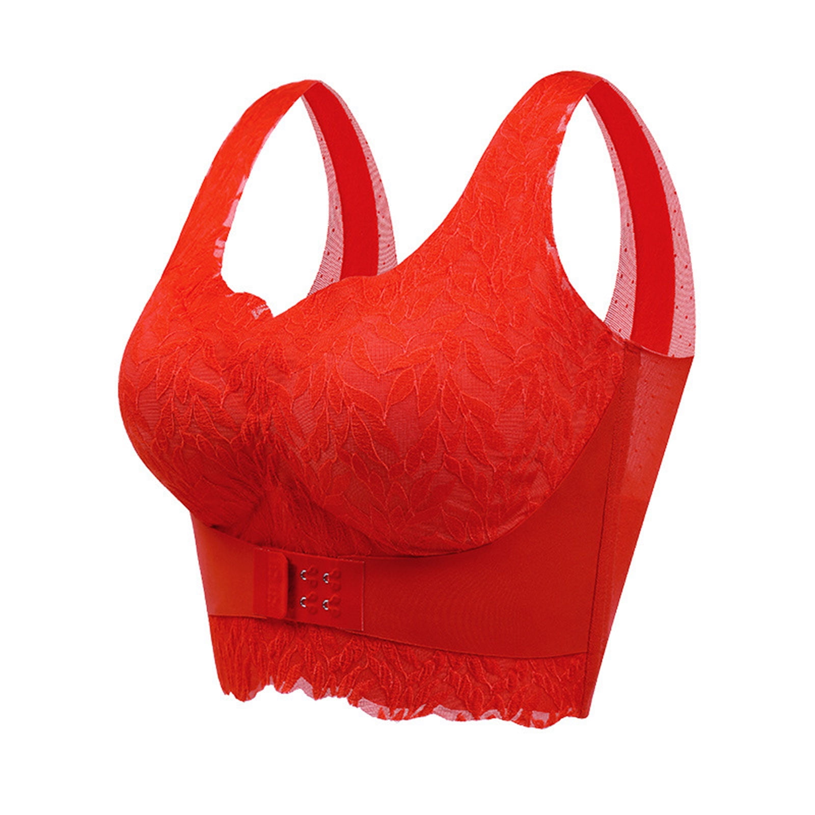 Blczomt Plus Size Bra Front Closure Comfortable Red Loneline Sports Bra ...