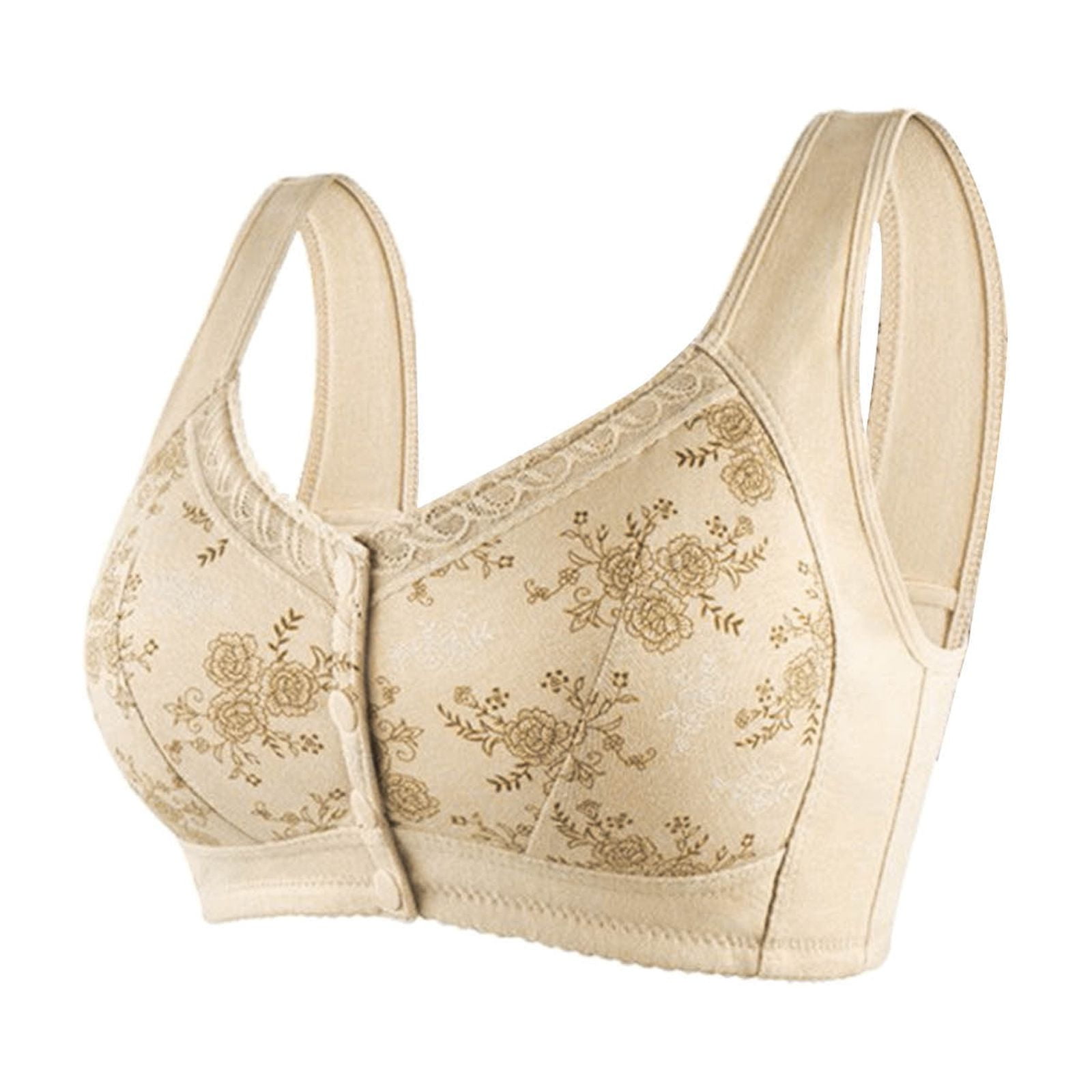 Blczomt Plus Size Bra No Underwire Front Closure Beige Comfort Bralette Bra,2PC - Walmart.com