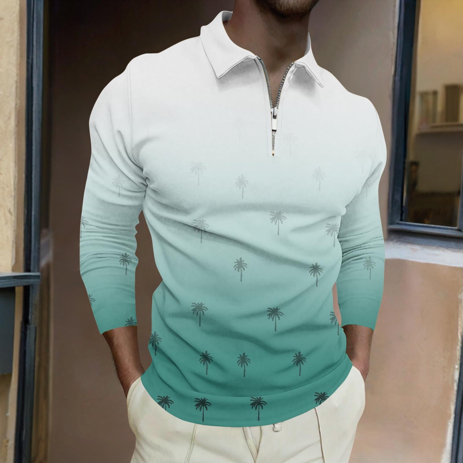 Blczomt Polo Men Polo Shirt Long Sleeve Dress Shirt Pullover Half Zip ...