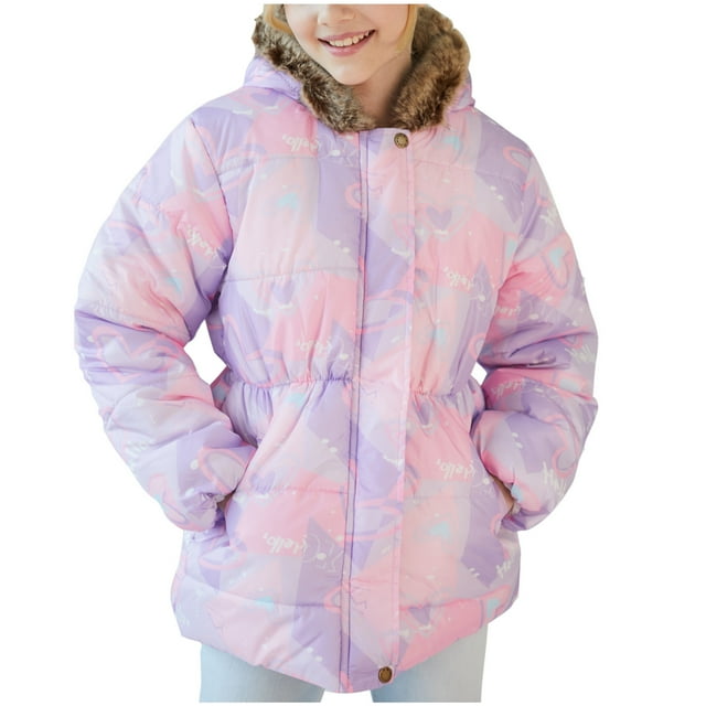 Blczomt Puffer Jacket for Girls Cute Hooded Down Jacket Fleece ...