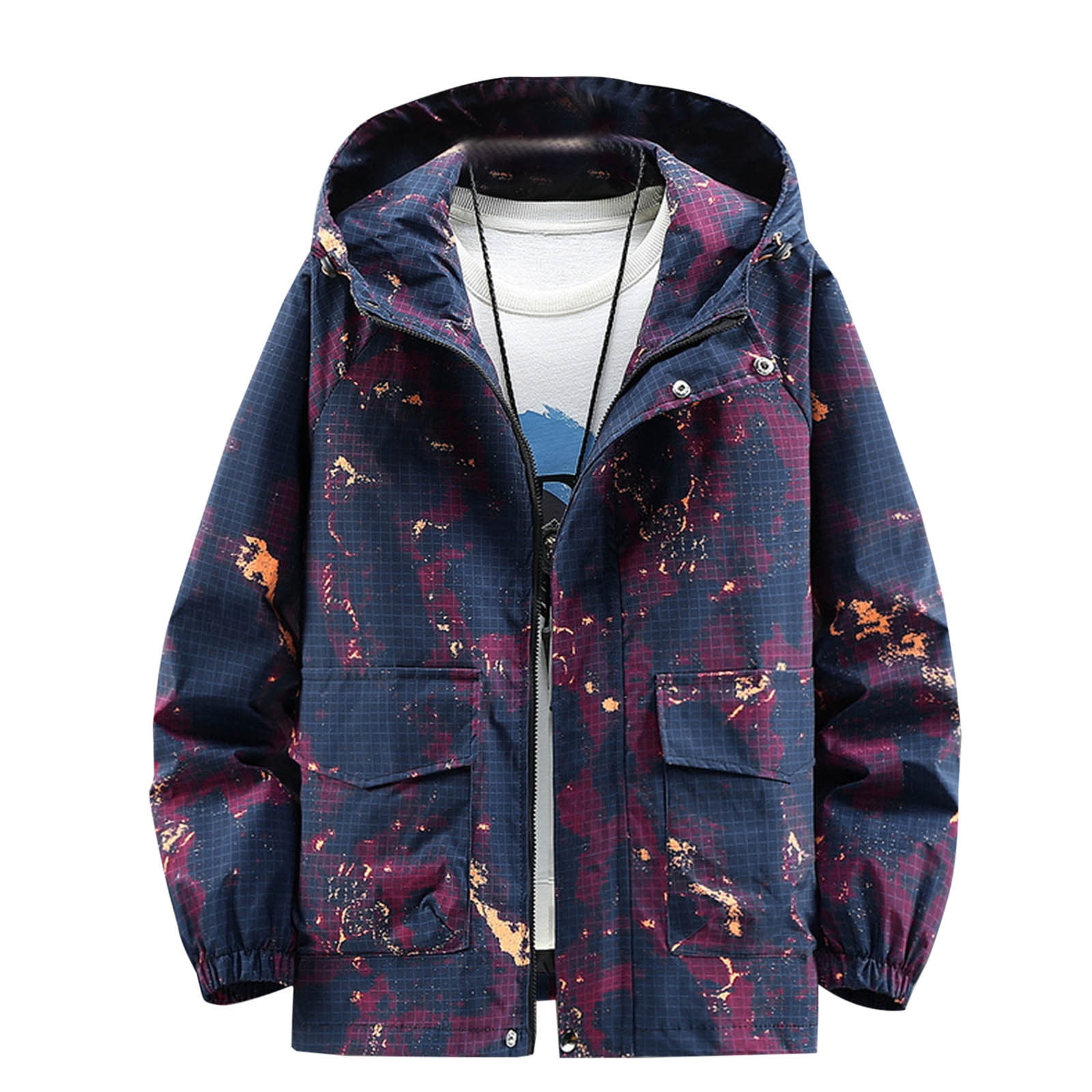 Blczomt Red Mens Jacket Under $15 Zip Up Windbreaker Jacket Graphic ...
