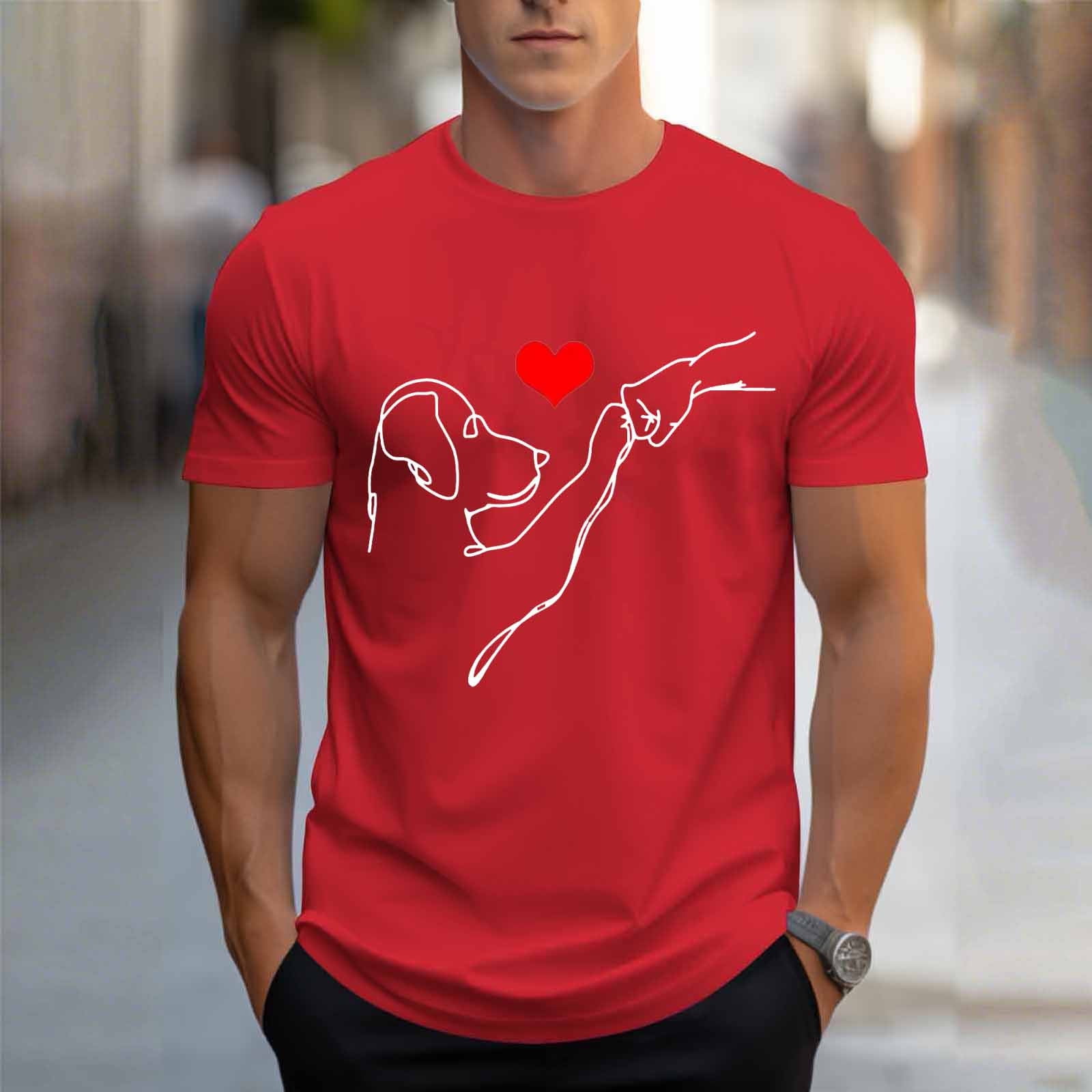 Blczomt Red Mens Shirts Graphic Big and Tall Casual T-Shirt Summer ...