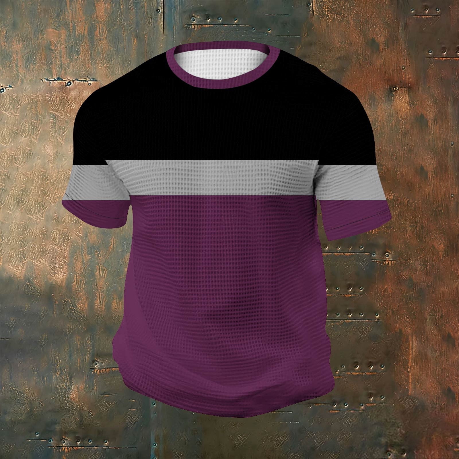 Blczomt Regular-Fit Men's Shirts Short Sleeve Waffle Purple Tee Shirts ...
