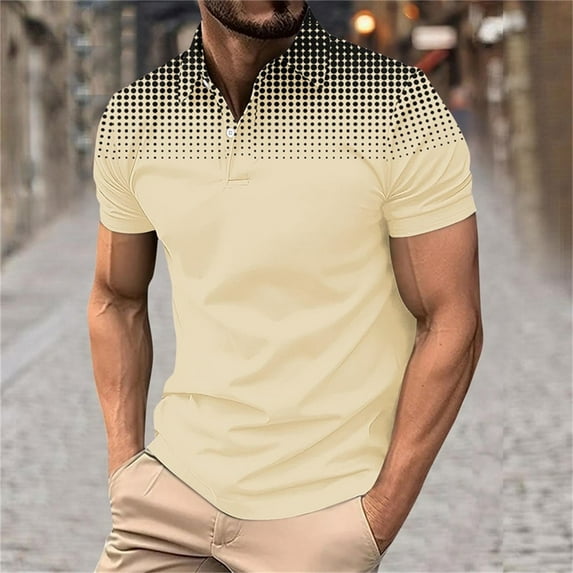 Blczomt Regular-Fit Shirt Men Summer Polo Yellow Collared T Shirt Big ...