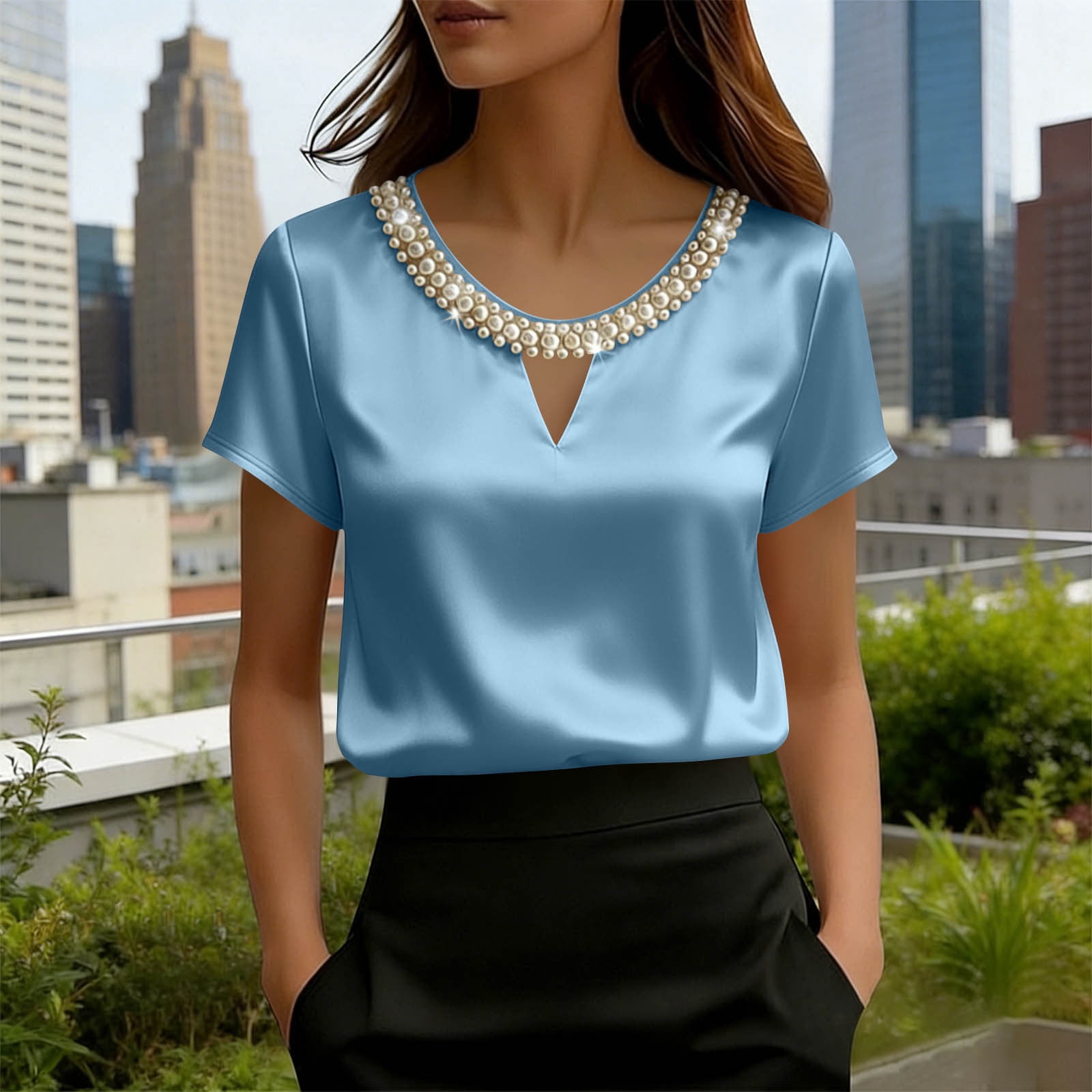 Blczomt Shirts Women Lightweight Blue Dressy Shirts Y2K 2026 Women's ...