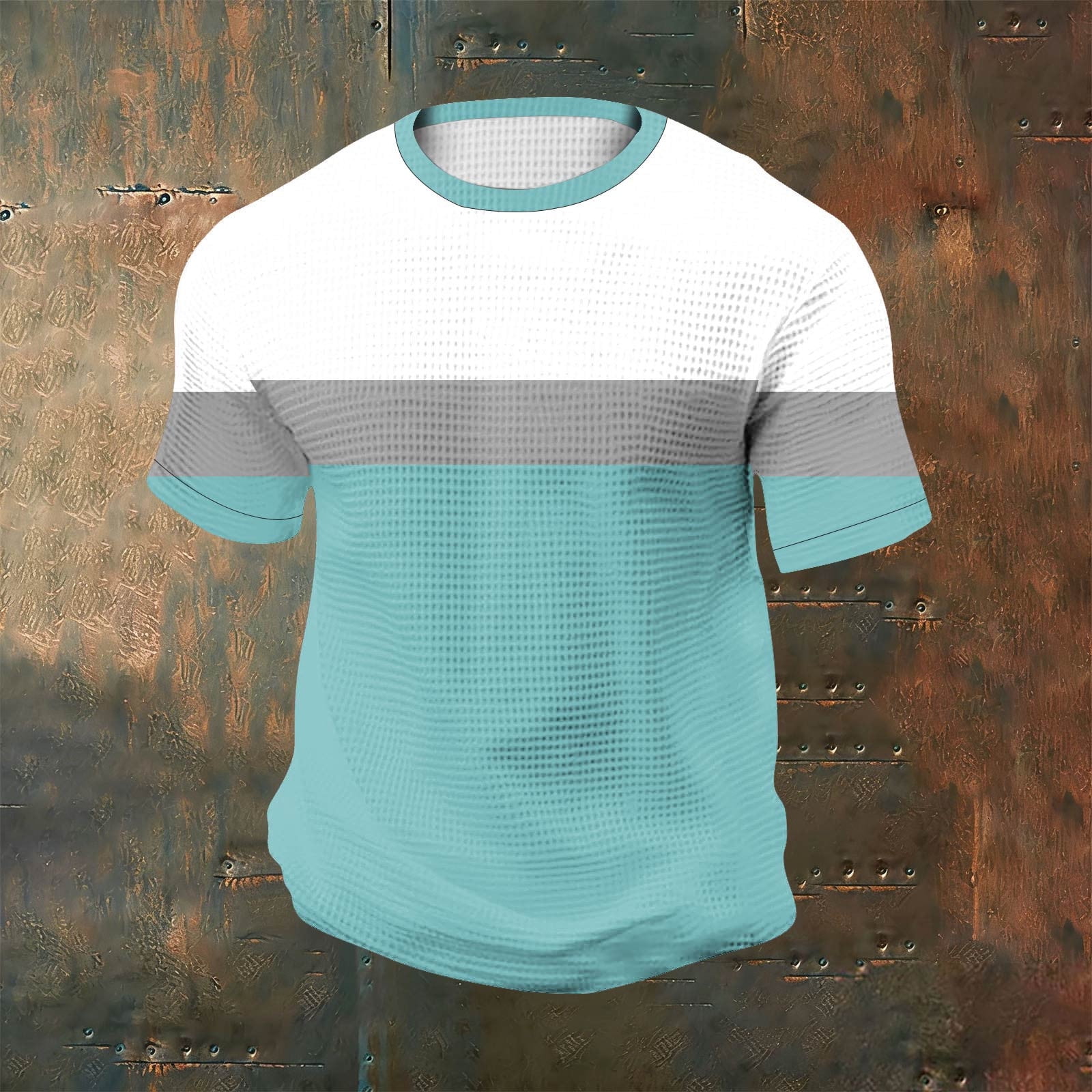 Blczomt Short Sleeve Mens Shirts Blue Soft Waffle Tee Shirt Crew Neck ...