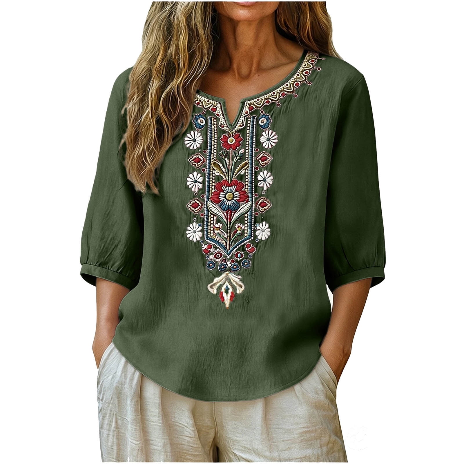Blczomt Short Sleeve Women's Tops Green Tunic Blouses Casual ...