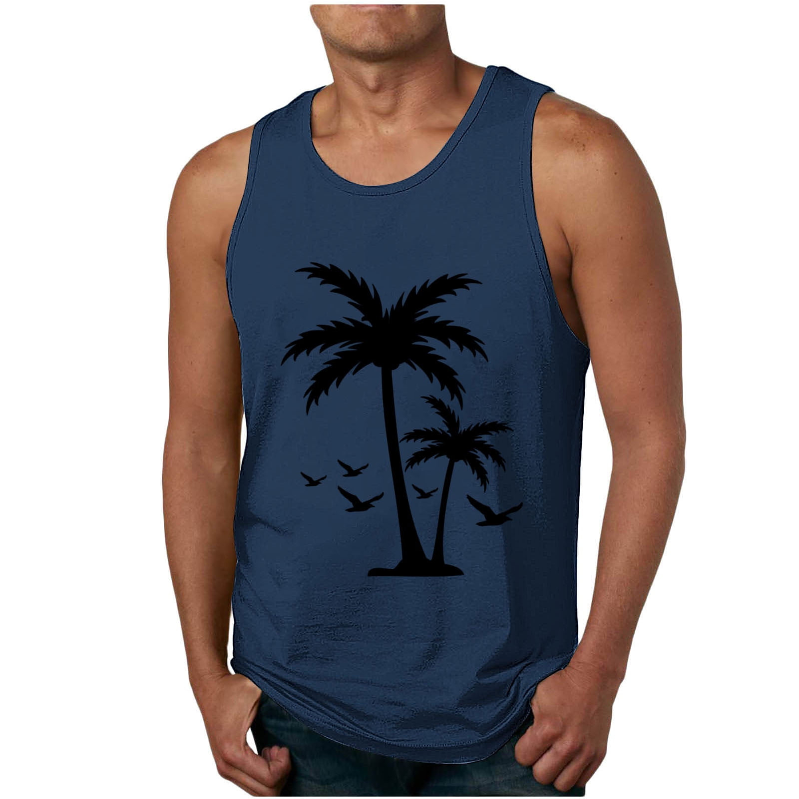 Blczomt Sleeveless Mens Tanks for Summer Gym Tees Beach Graphic Muscle ...