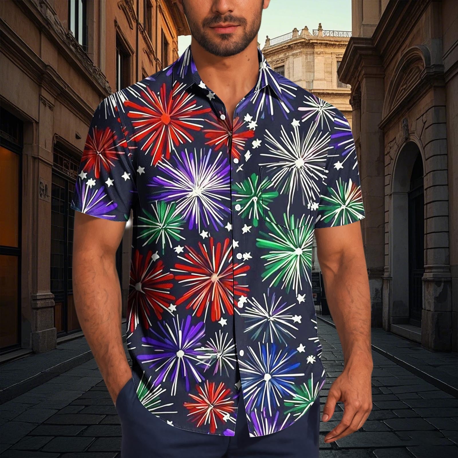 Blczomt Soft Men Short Sleeve T Shirts Summer Red Button Up Graphic ...