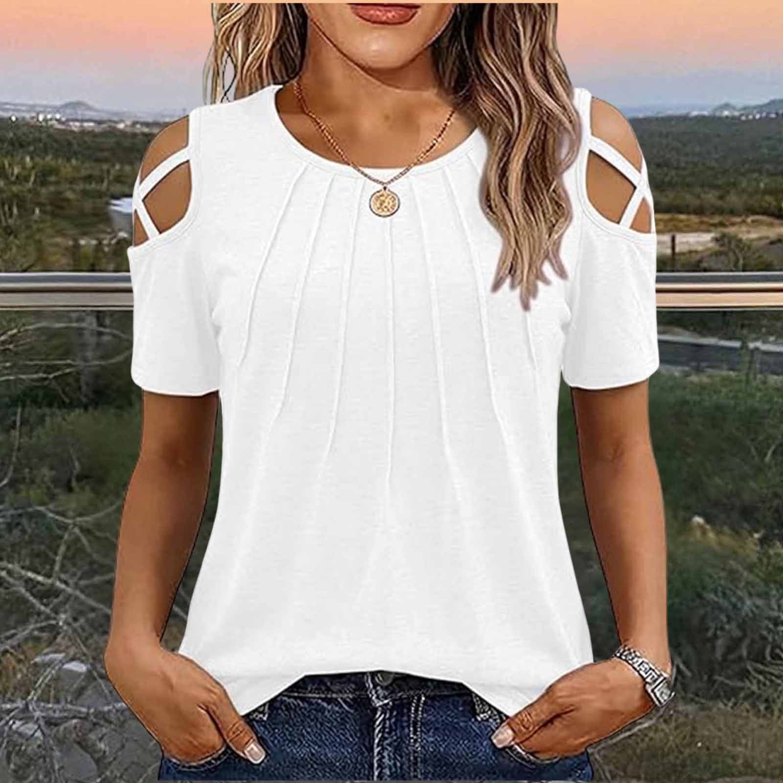 Blczomt Summer Trendy Tops for Women 2026 2026 White T Shirt Cute Short ...