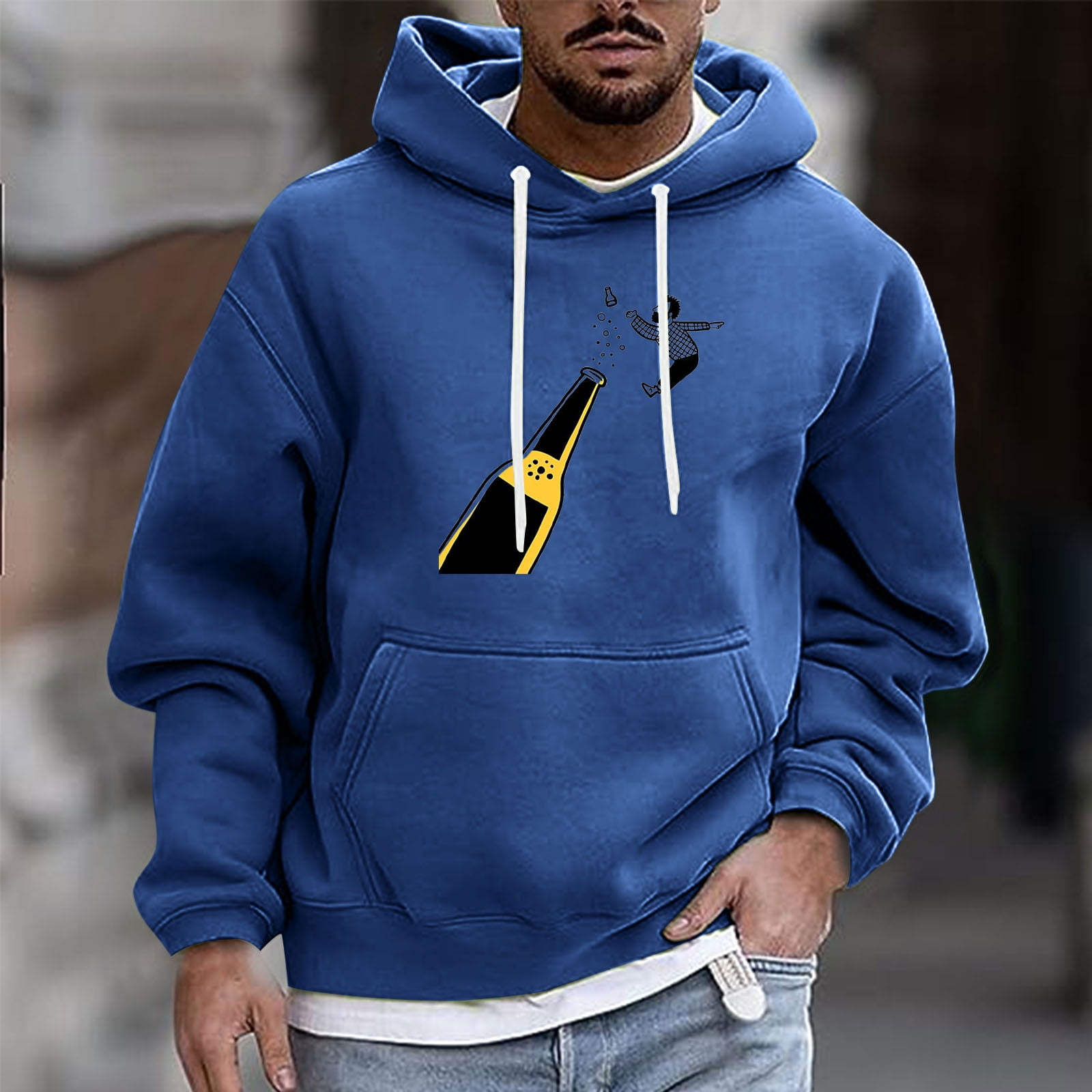 Blczomt Sweatshirts for Men Big and Tall Hoodies Long Sleeve Drawstring ...