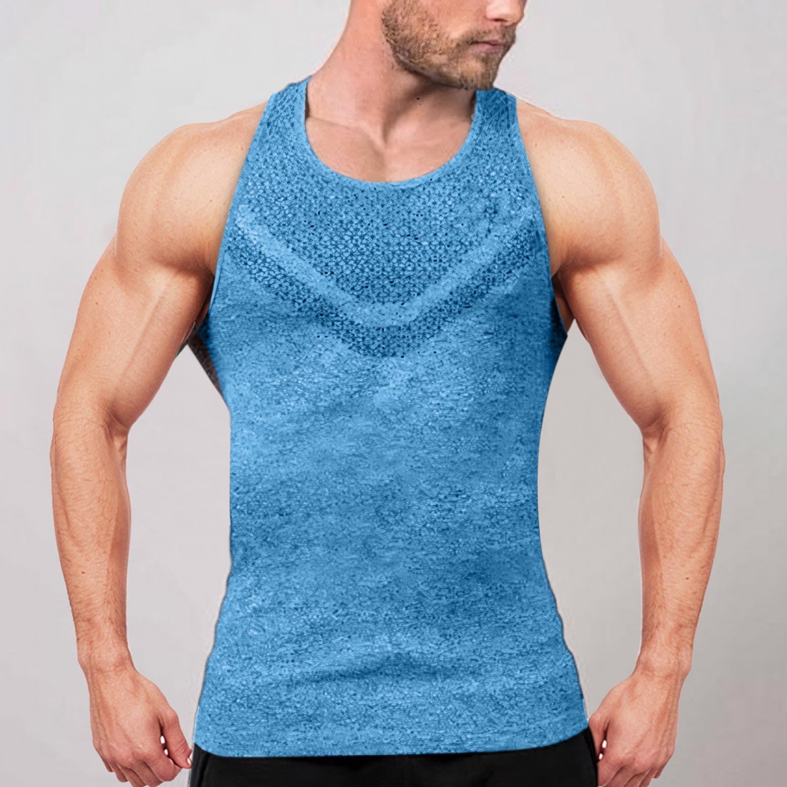 Blczomt Tank Tops Mens Summer Workout Muscle Tanks Running Blue ...