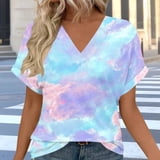 Blczomt Tops Women Purple Tunic Short Sleeve Tee Cute Lightweight T ...