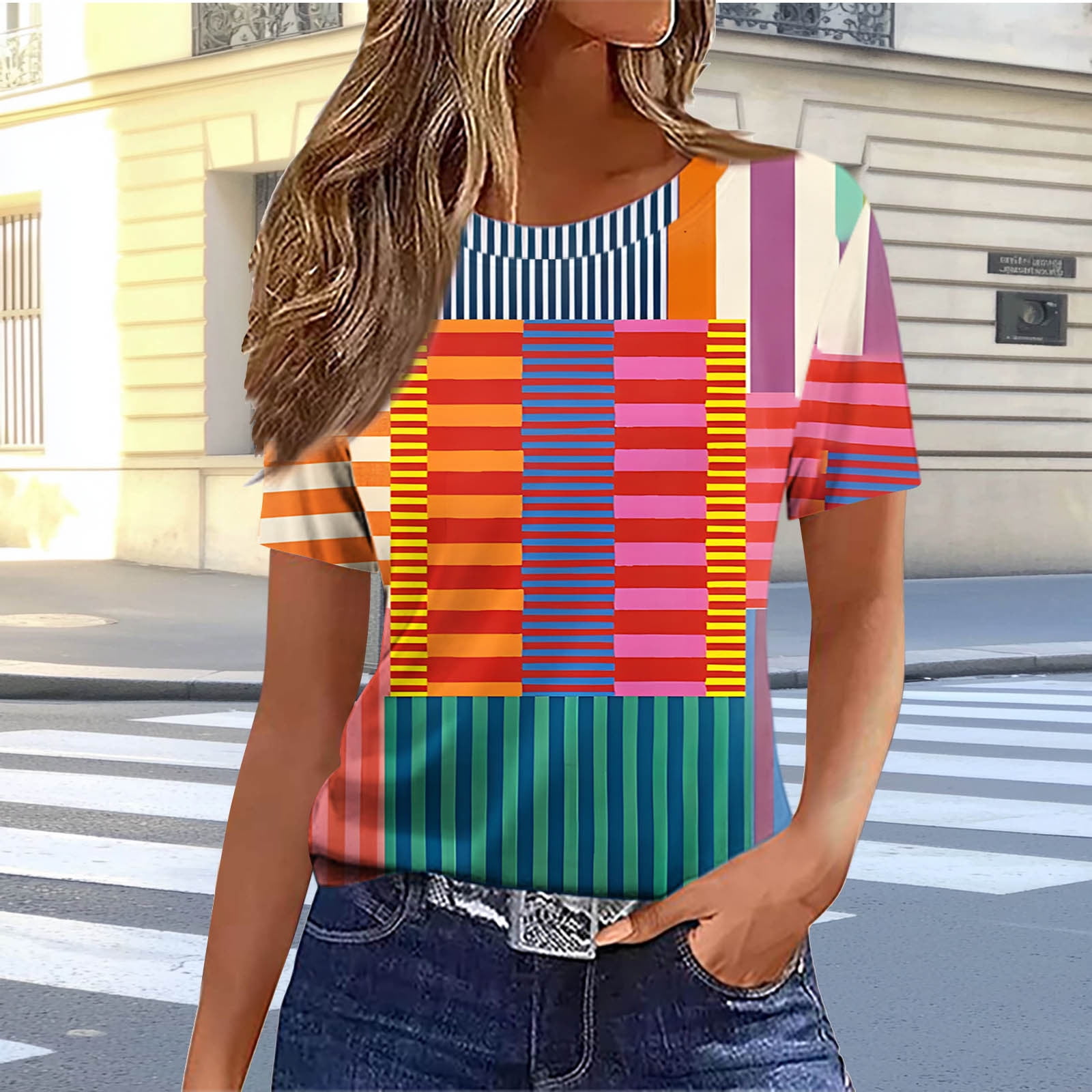 Blczomt Trendy Tops for Women 2025 Short Sleeve Casual T Shirts Graphic ...