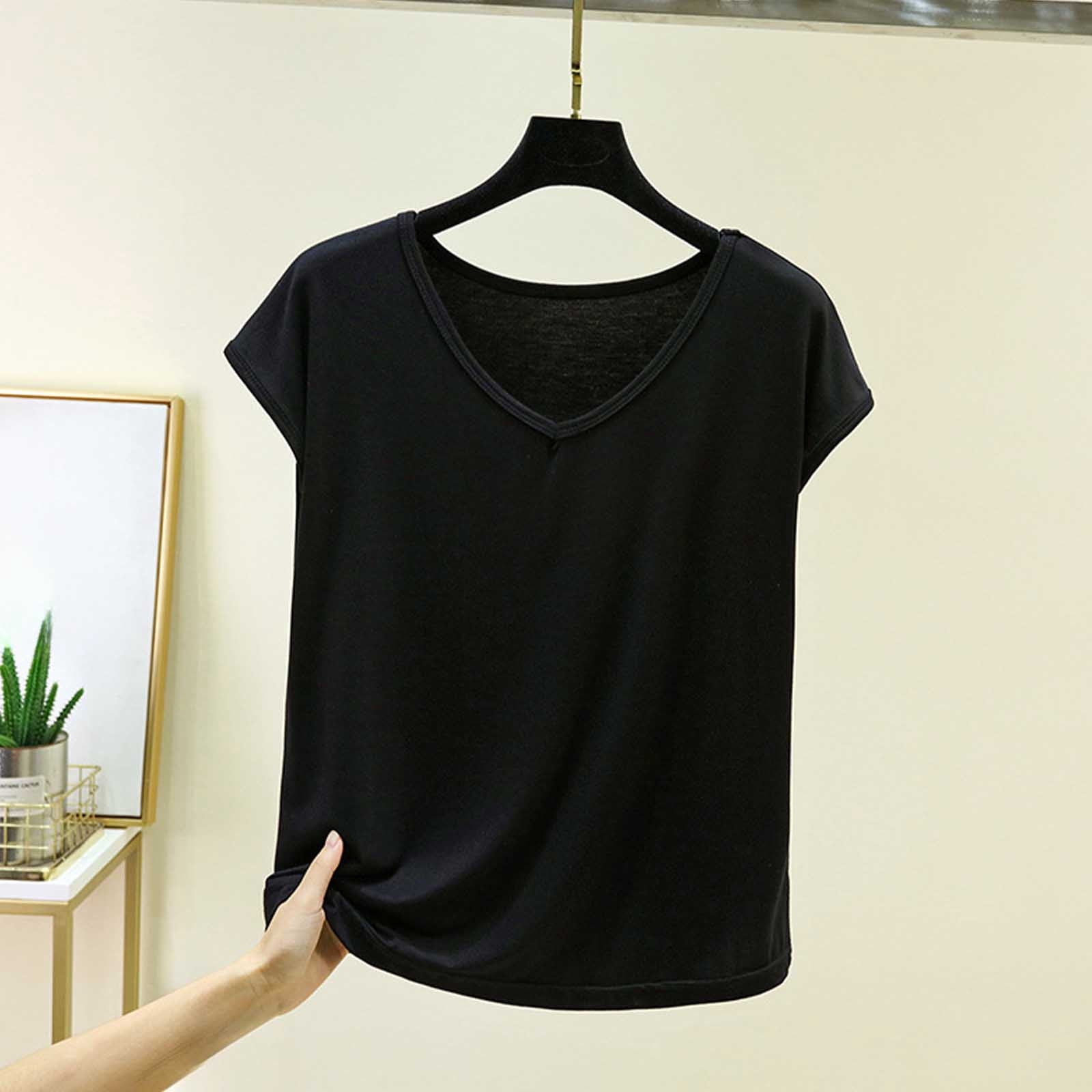 Blczomt Trendy Womens T Shirts Dressy Black Shirts Tunic Short Sleeve ...
