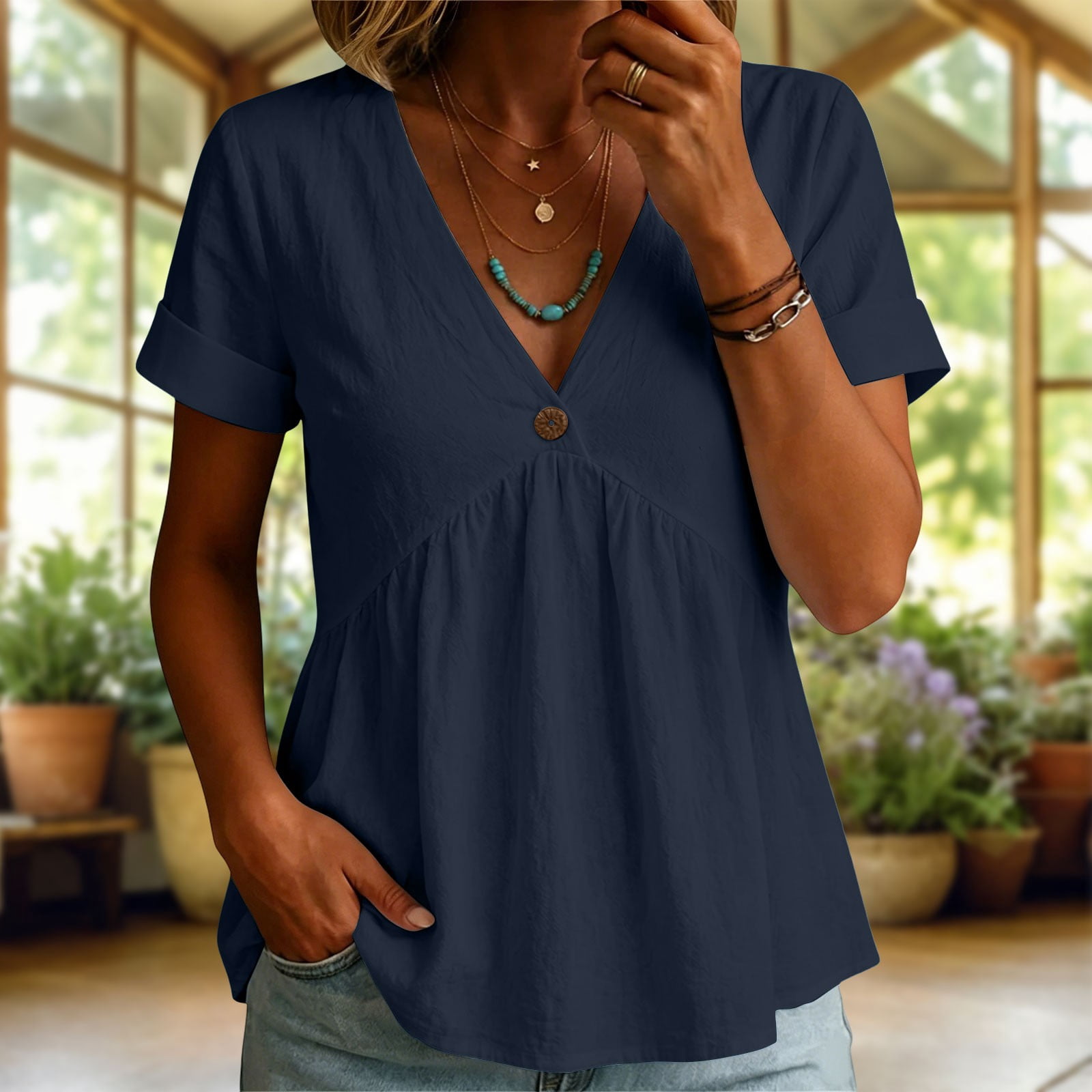 Blczomt Tunic Trendy Tops for Women 2026 Blue 2026 Shirts 2026 Dressy ...