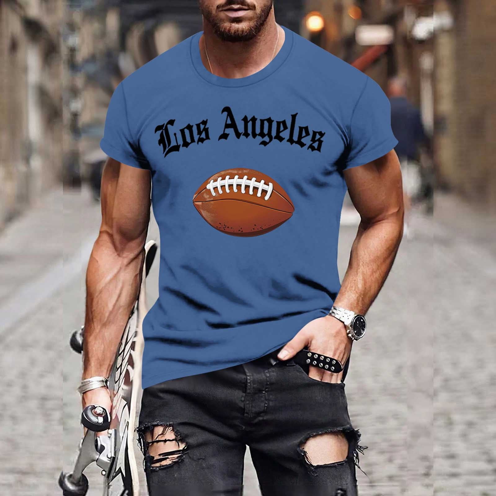 Blczomt Vintage Men Shirt Casual Blue Big and Tall T Shirt Oversized ...