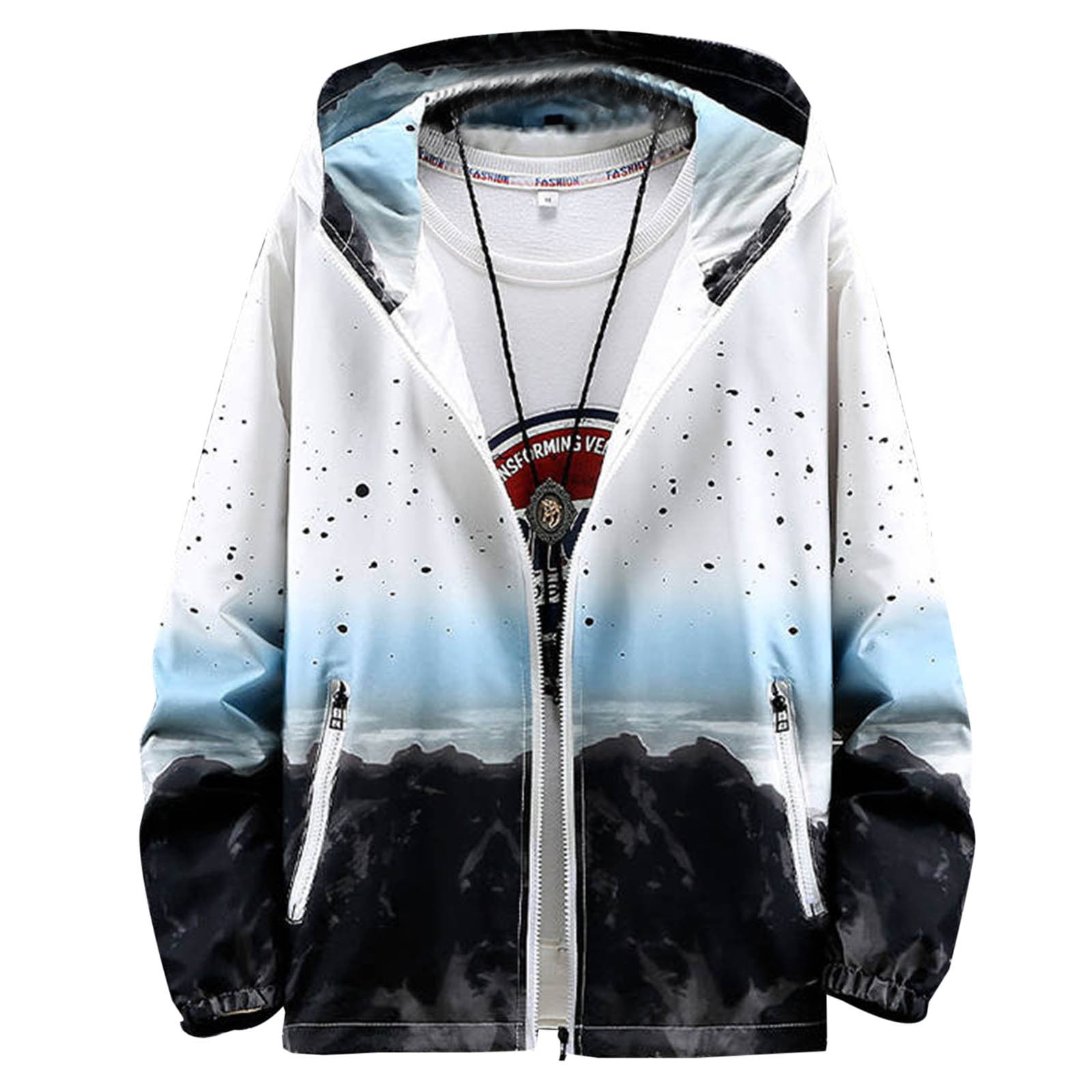 Blczomt Zip Up Mens Jacket Windbreaker White Jacket Graphic Lightweight ...