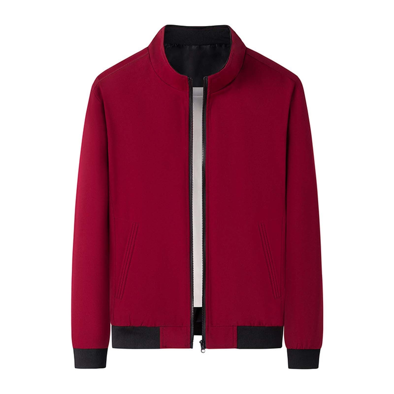 Blczomt Windbreaker Jacket for Men Zip Up Red Jacket Lightweight Casual ...