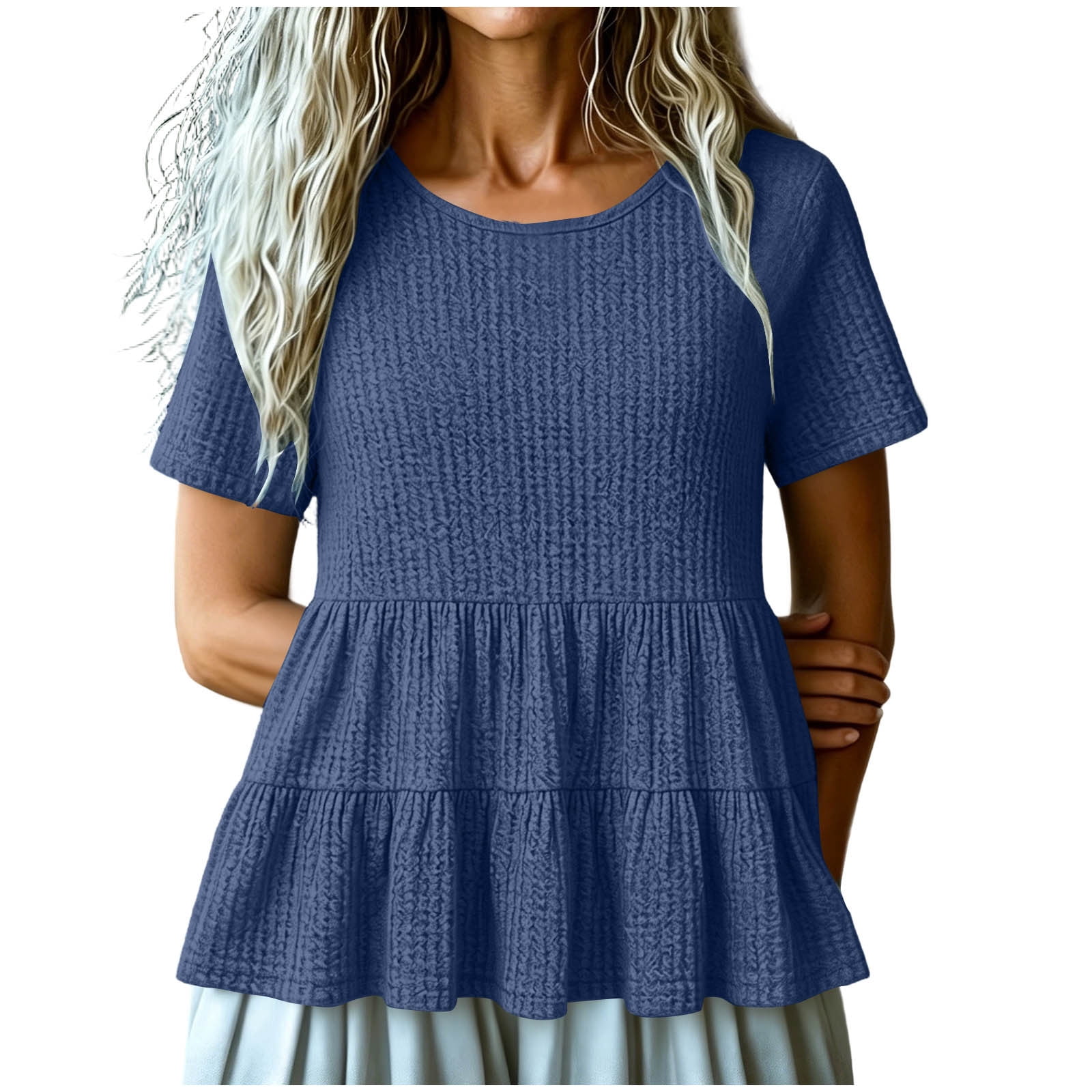 Blczomt Women's Blouses 2026 Lightweight Blue Tshirts Y2K Dressy Womens ...