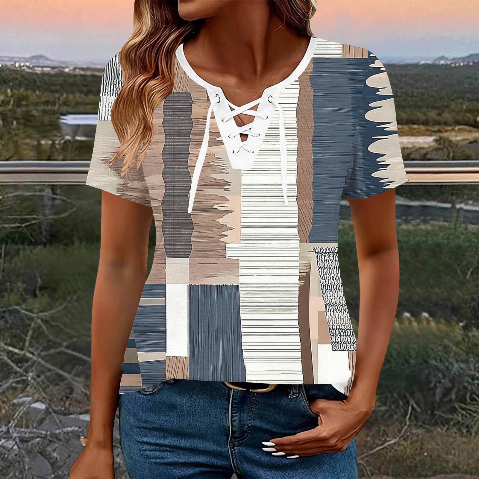 Blczomt Women's Summer Tops Tunic Y2K Gray Tshirts Dressy 2026 Women's ...
