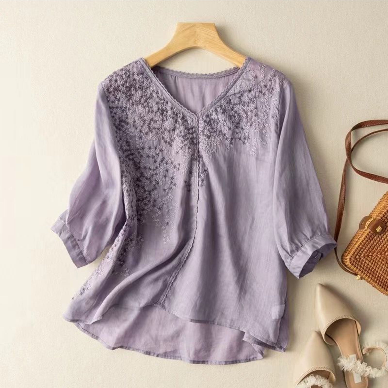 Blczomt Women's T-Shirts Trendy Purple 2026 Tops Summer Short Sleeve ...