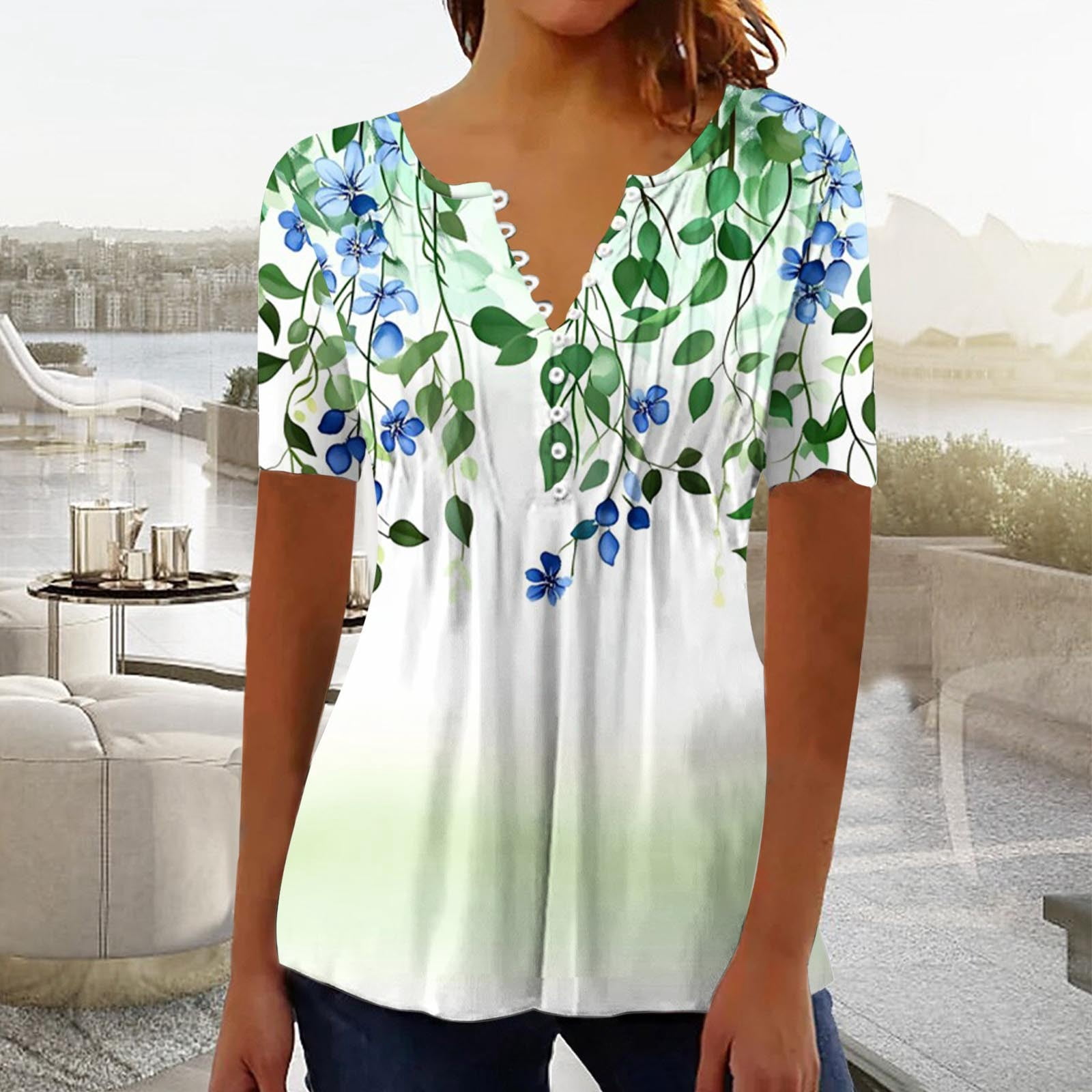 Blczomt Womens Blouses Lightweight Cute Tees Dressy Summer Womens ...