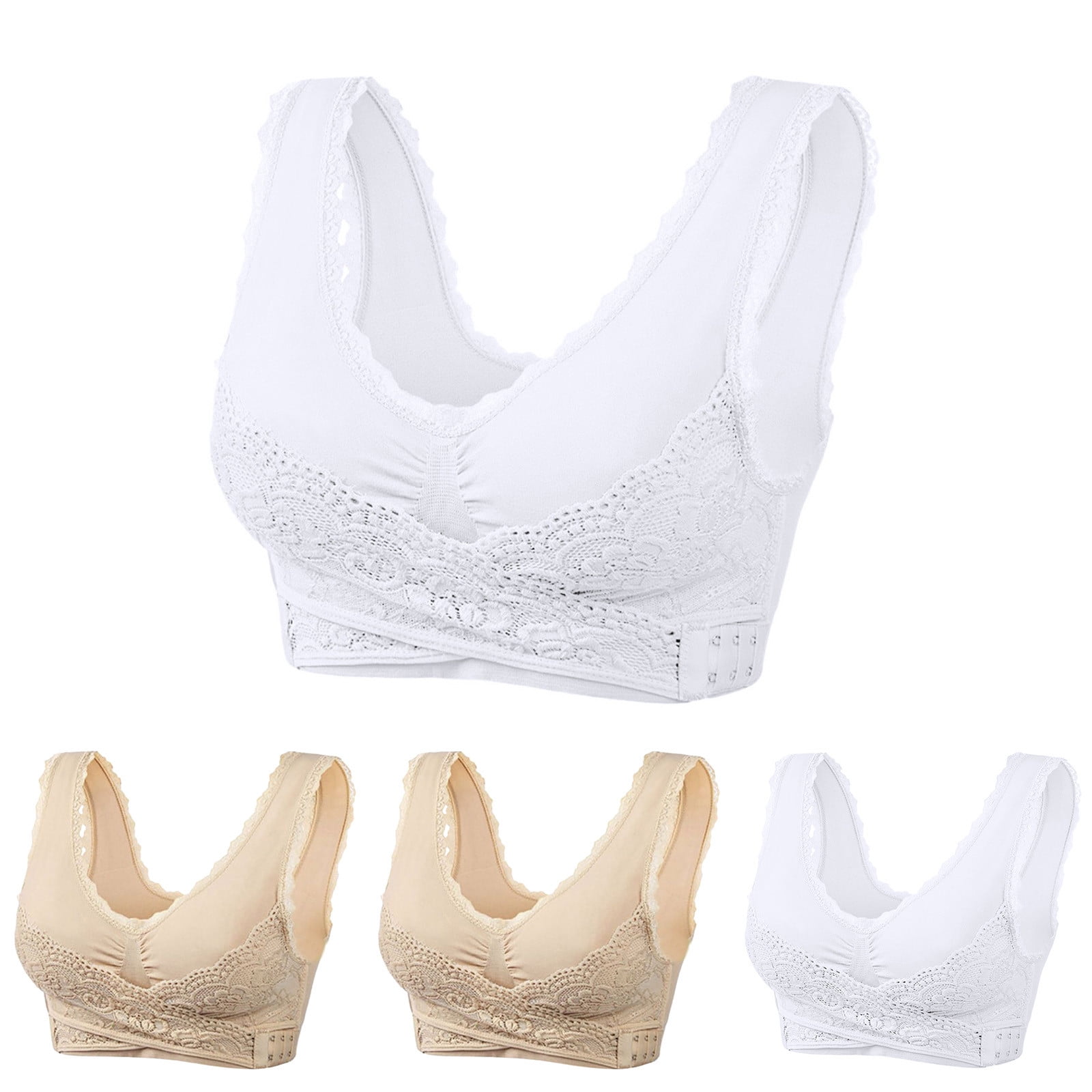 Blczomt Womens Bras Clearance $5 Wirefree White Seamless Comfy Full ...