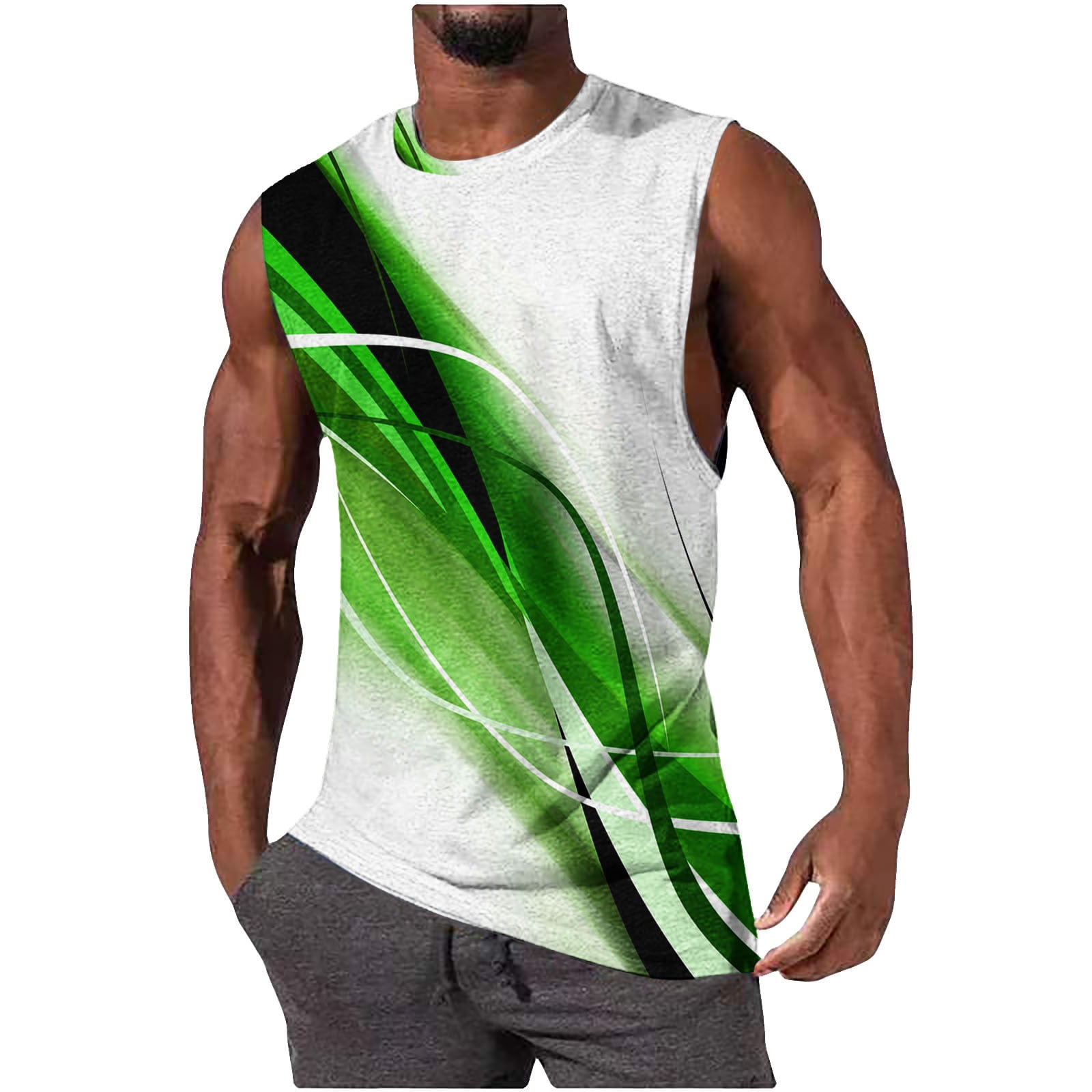 Blczomt Workout Mens Big and Tall Tank Tops Muscle Tanks Crew Neck ...