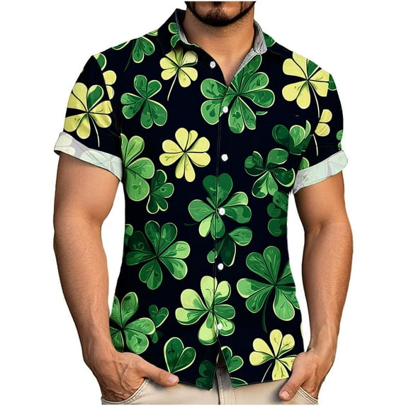 Blczomt Yellow Big and Tall Shirts for Men St.Patrick's Day Button Down ...