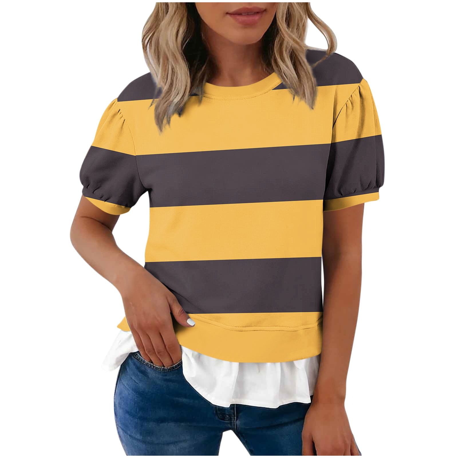 Blczomt Yellow Women's Tops Y2K Dressy T Shirts Lightweight 2026 Ladies ...