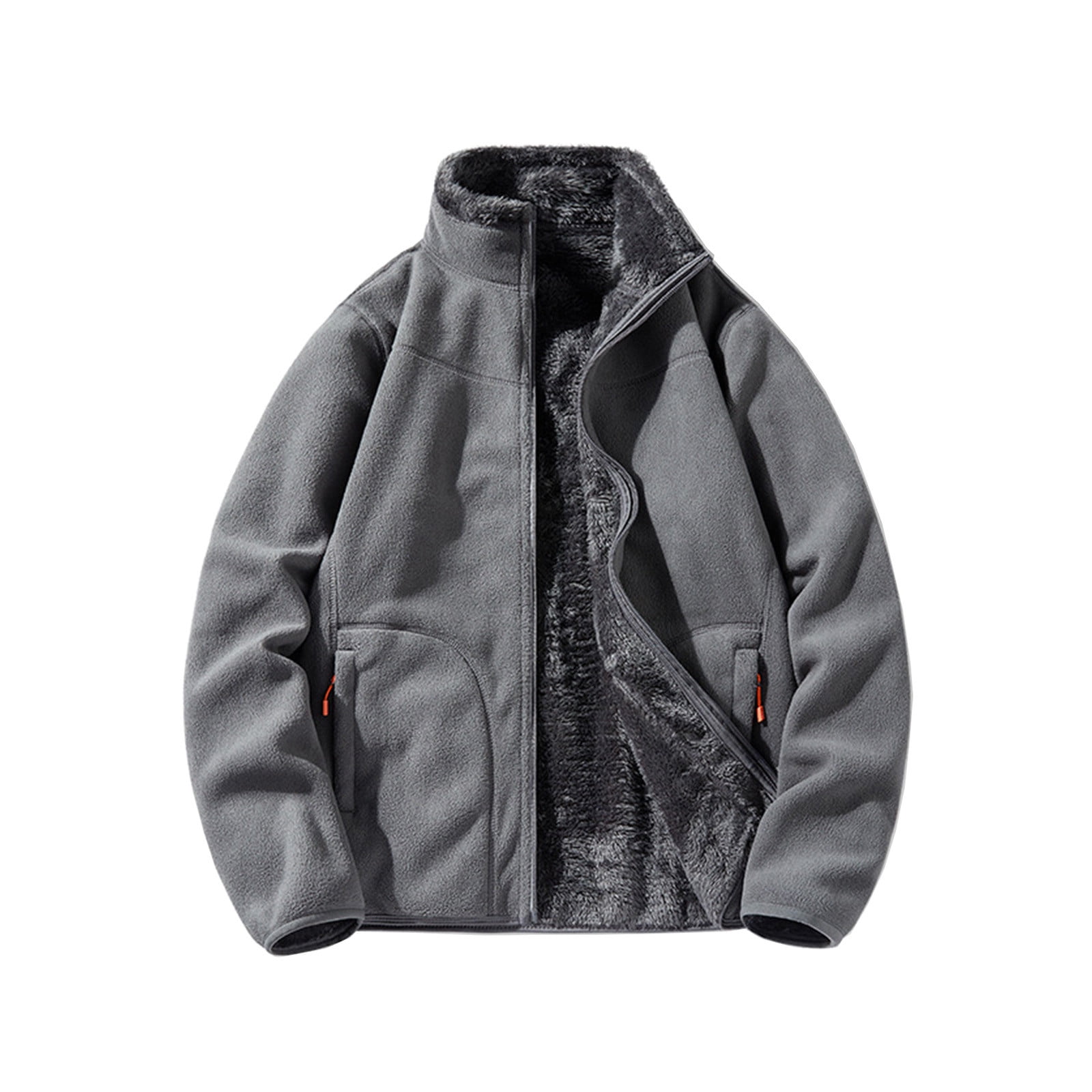 Blczomt Zip Up Jackets for Men Gray Fleece Jacket Casual Lightweight ...