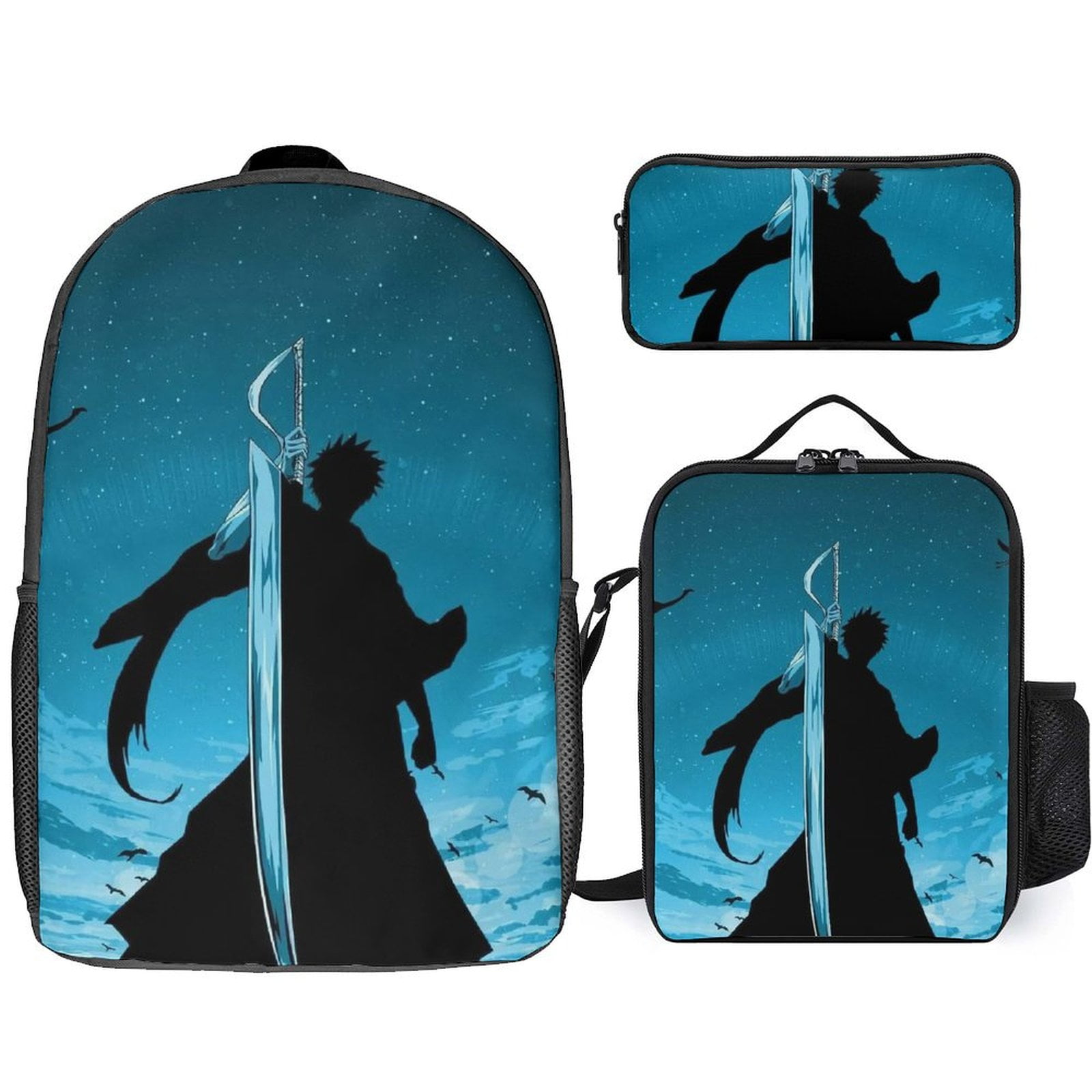 Bleach Anime Print School Bag 3 Pcs Set, Backpack, Lunch Bag, Pencil ...