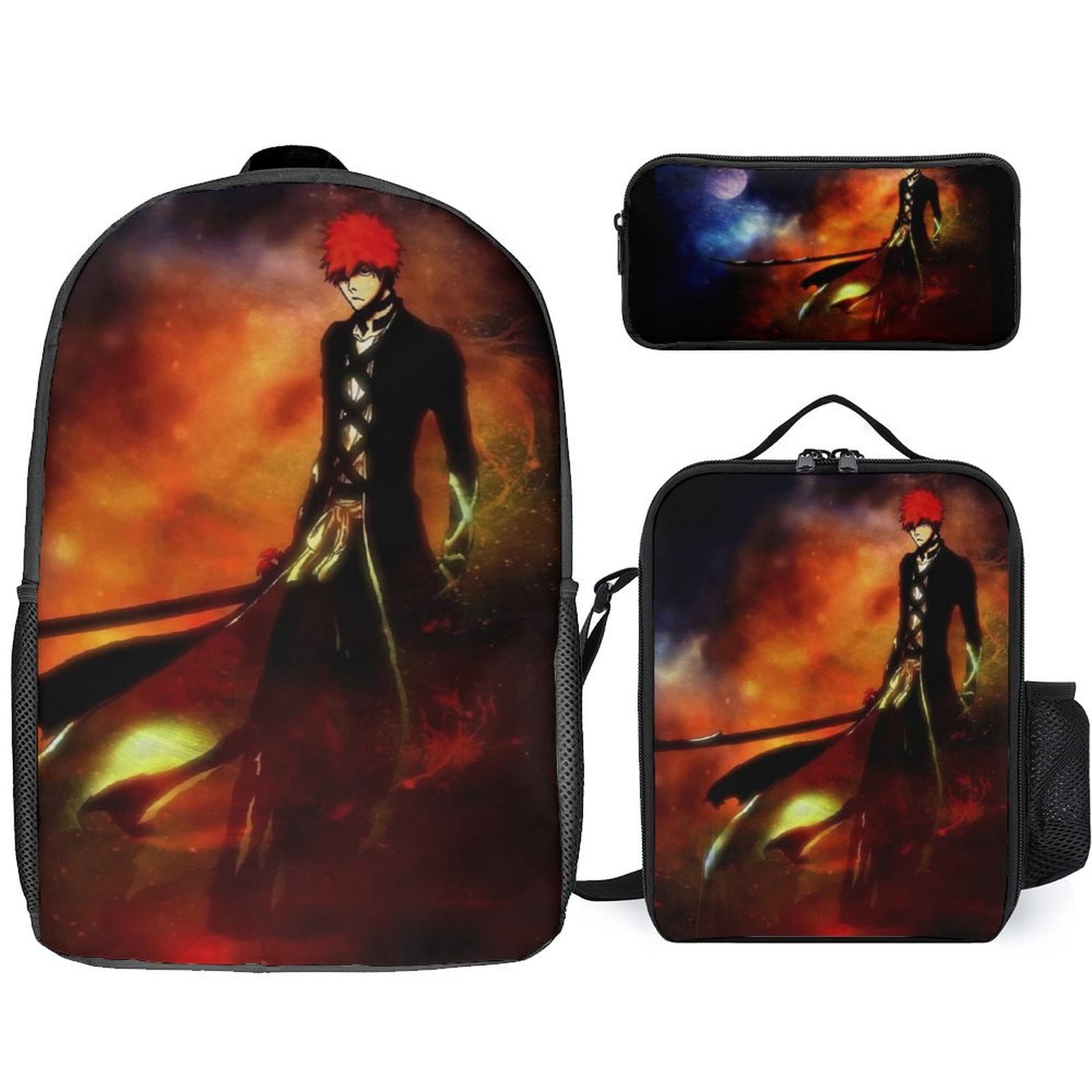 Bleach Anime Print School Bag 3 Pcs Set, Backpack, Lunch Bag, Pencil ...