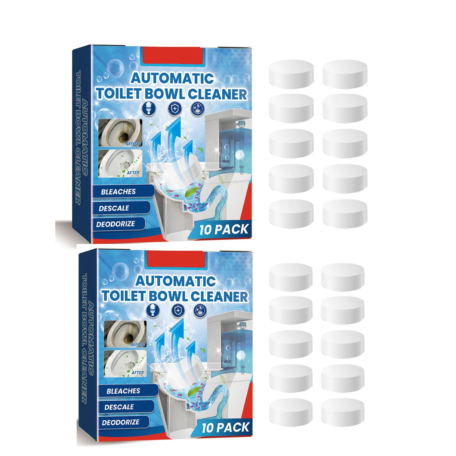 Bleach-Based Toilet Bowl Cleaning And Stain Removal Tablets, Drop-In ...