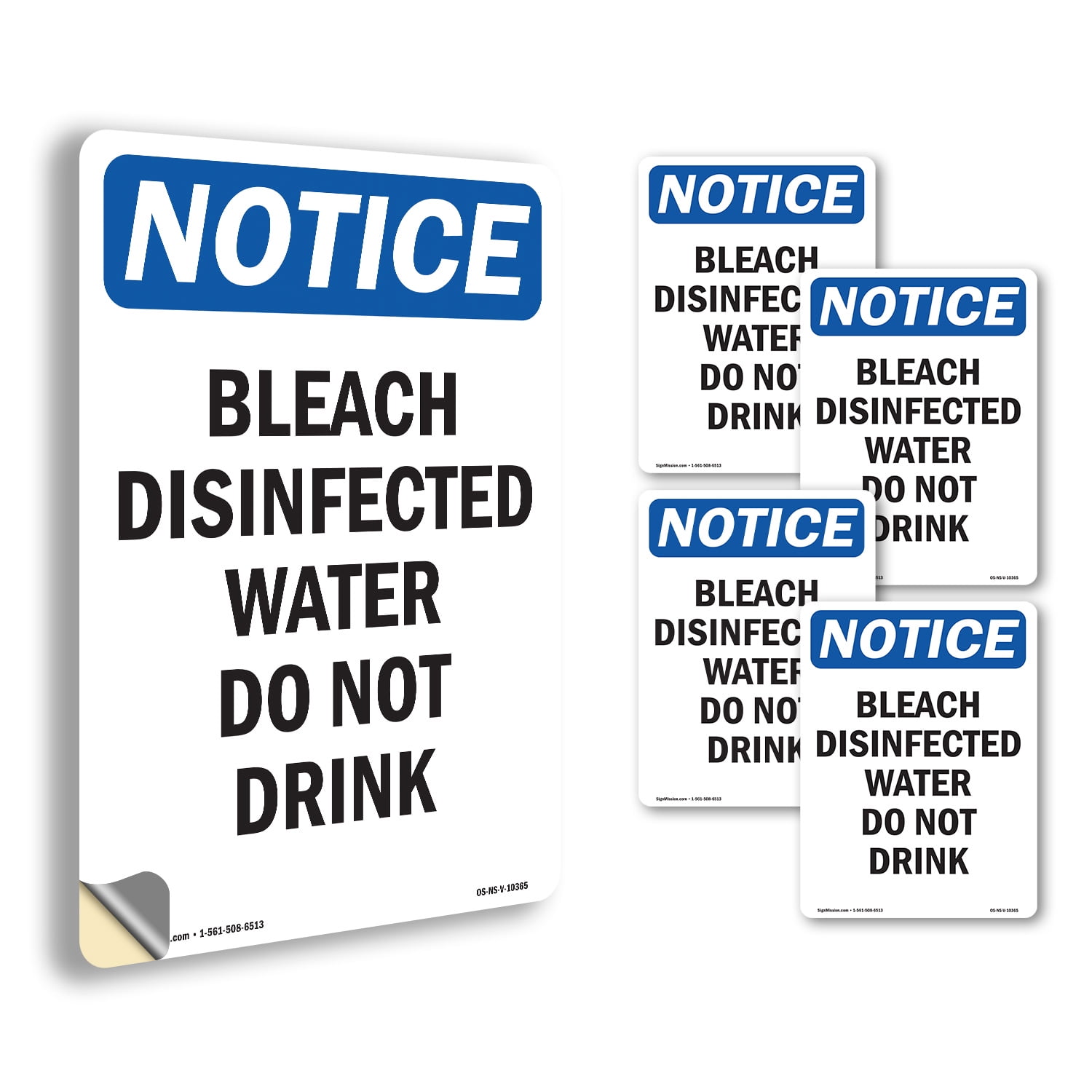 Bleach Disinfected Water Do Not Drink OSHA Notice Vinyl Decal Label 10 ...