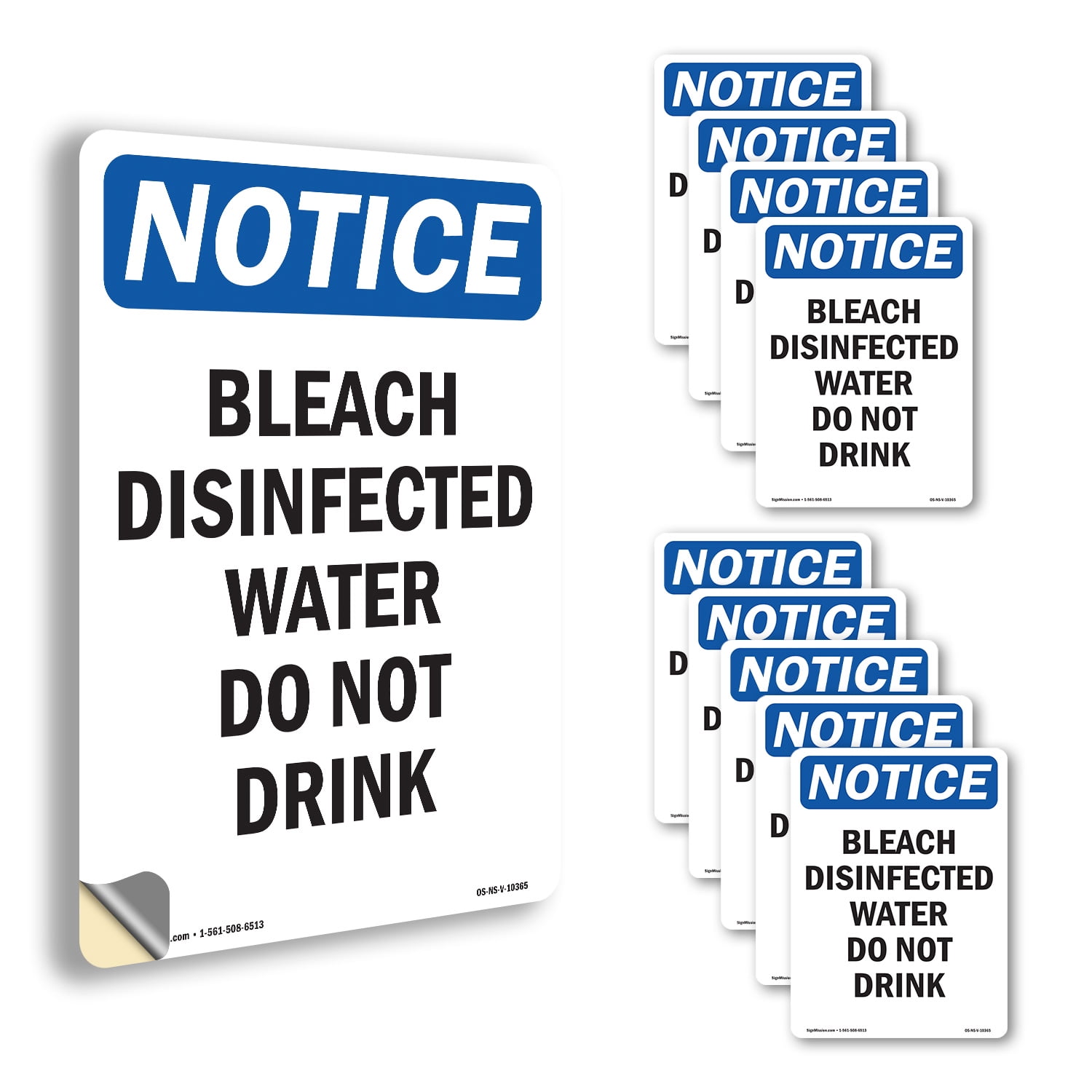 Bleach Disinfected Water Do Not Drink OSHA Notice Vinyl Decal Label 5 ...