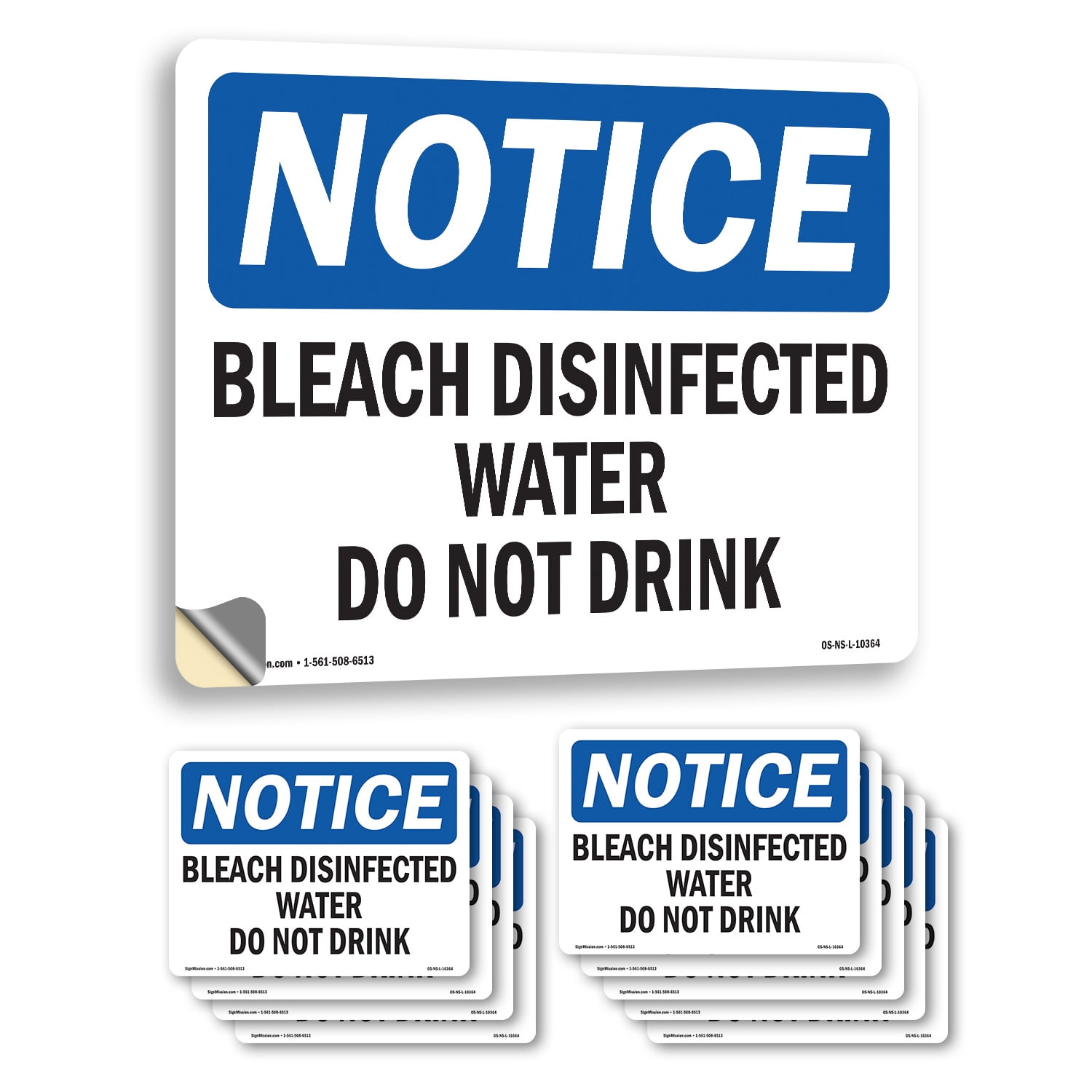 Bleach Disinfected Water Do Not Drink OSHA Notice Vinyl Decal Label 7 ...