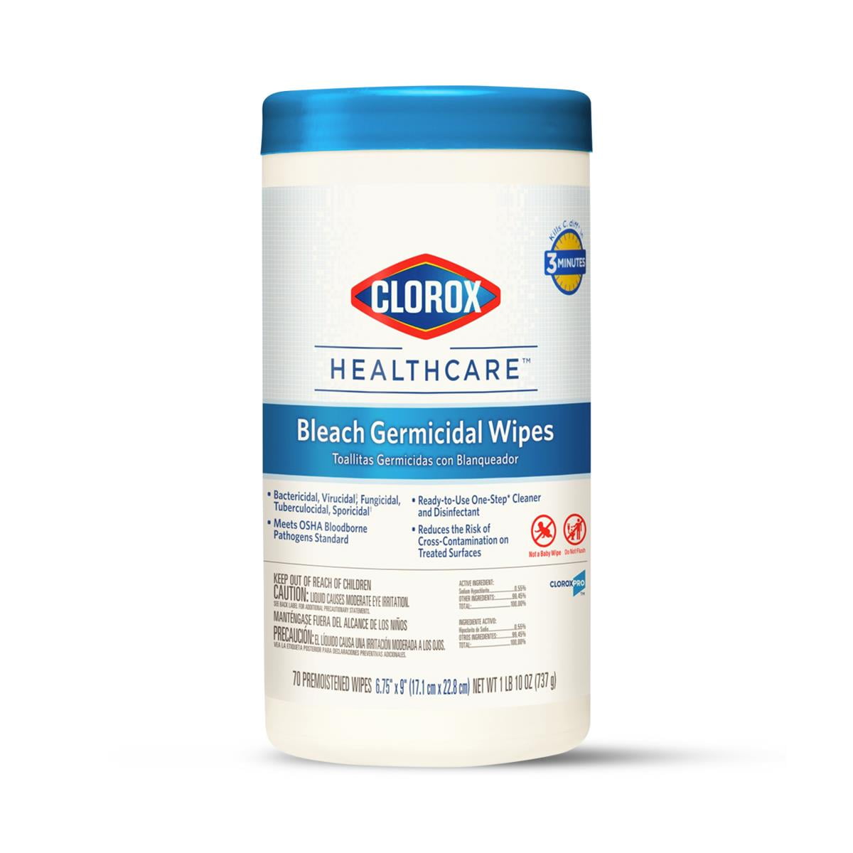 Clorox Healthcare Disinfectant Bleach Germicidal Wipes 70 Canister 6