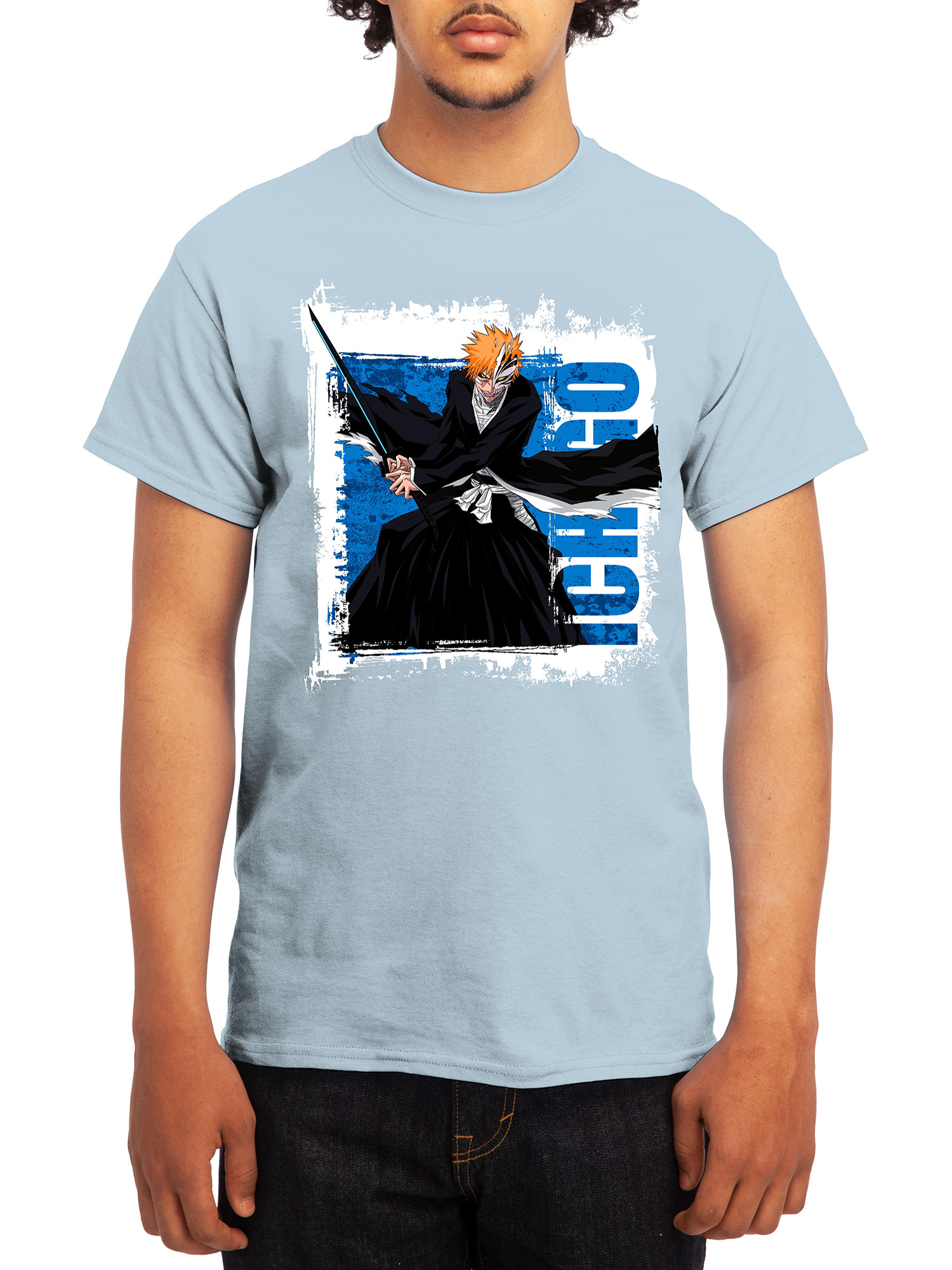 Bleach Ichigo Blue Splatter Men's Short Sleeve Graphic Tee - Walmart.com