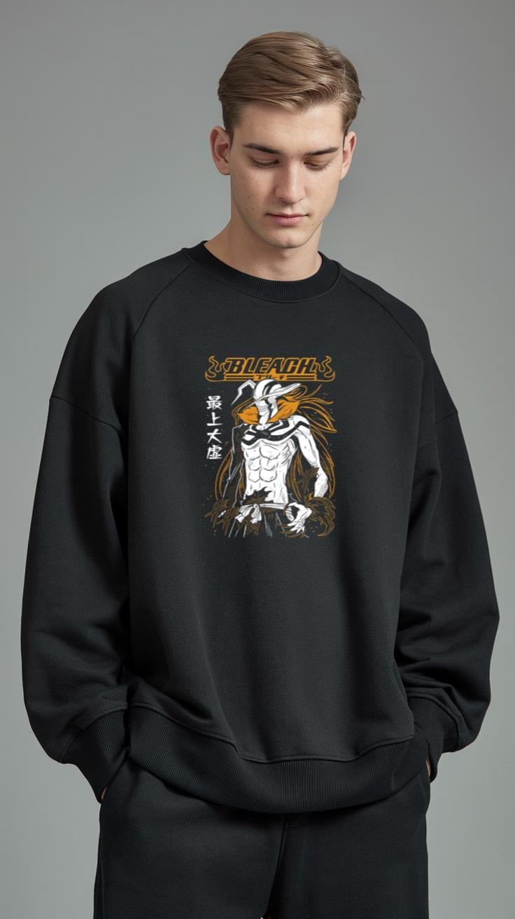 Bleach Ichigo Kurosaki Moon Kawai Sweatshirt Anime Manga Black, for men ...